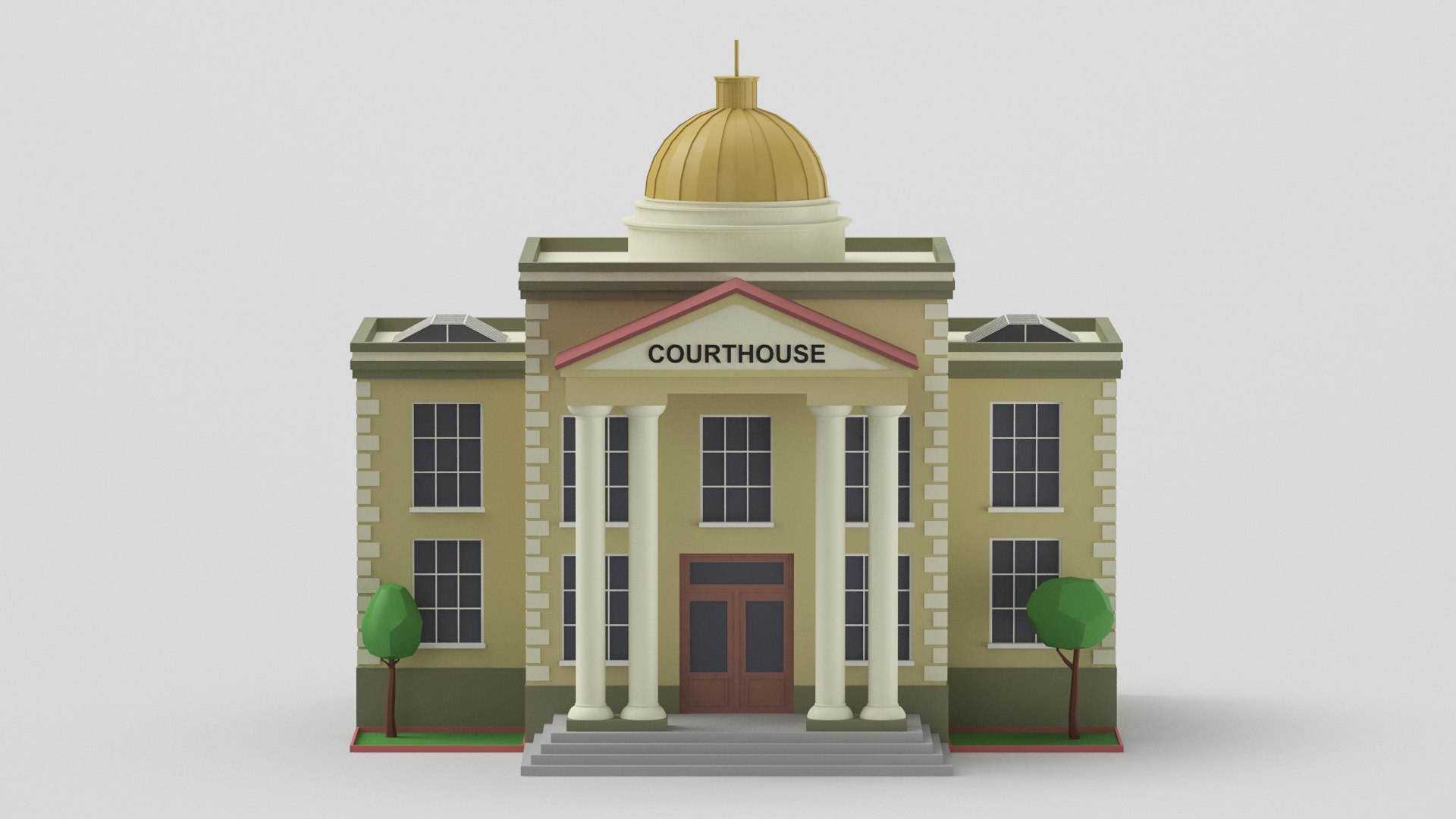 3D Low Poly Cartoon Courthouse - TurboSquid 1845275