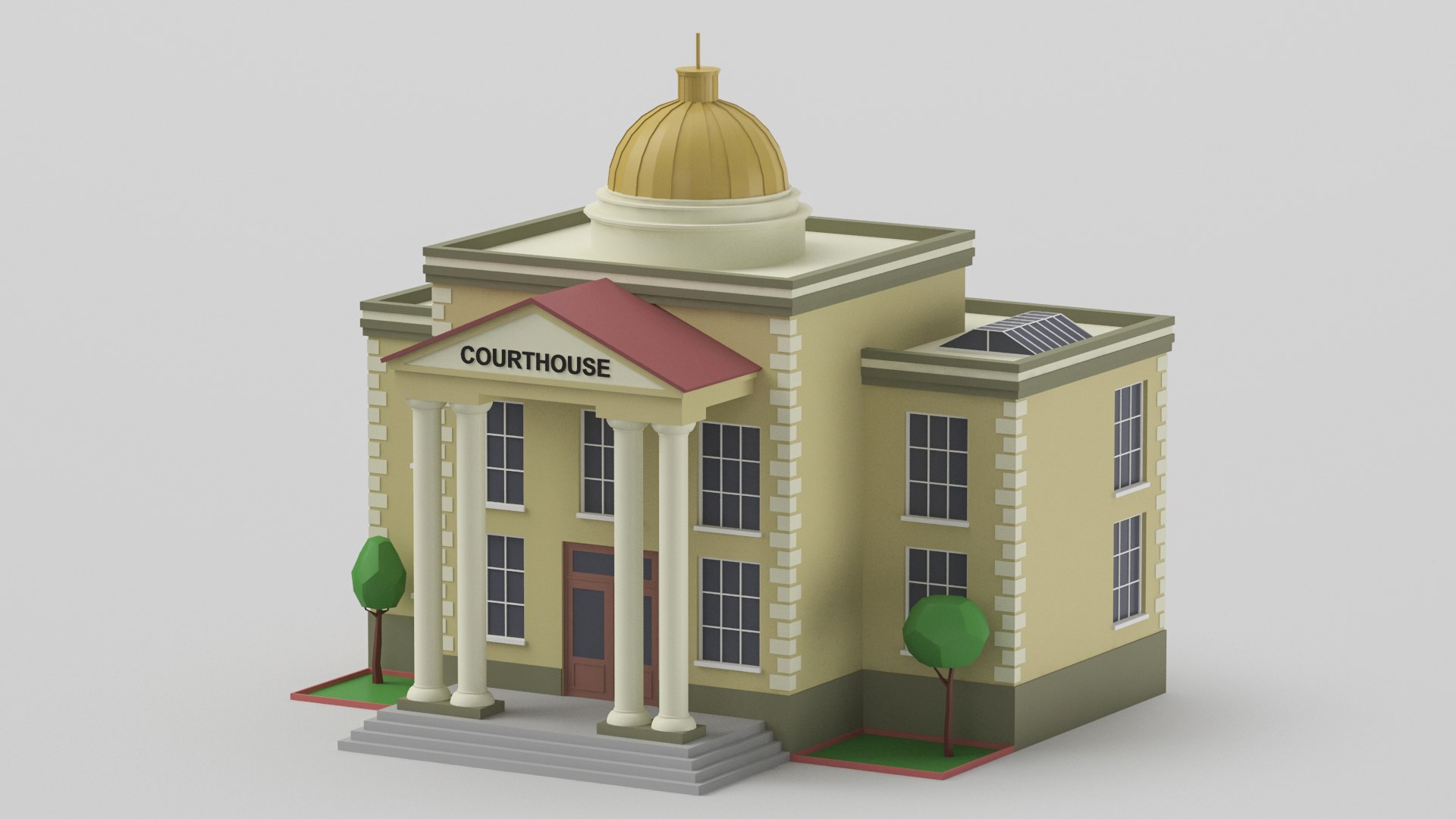 3D Low Poly Cartoon Courthouse - TurboSquid 1845275