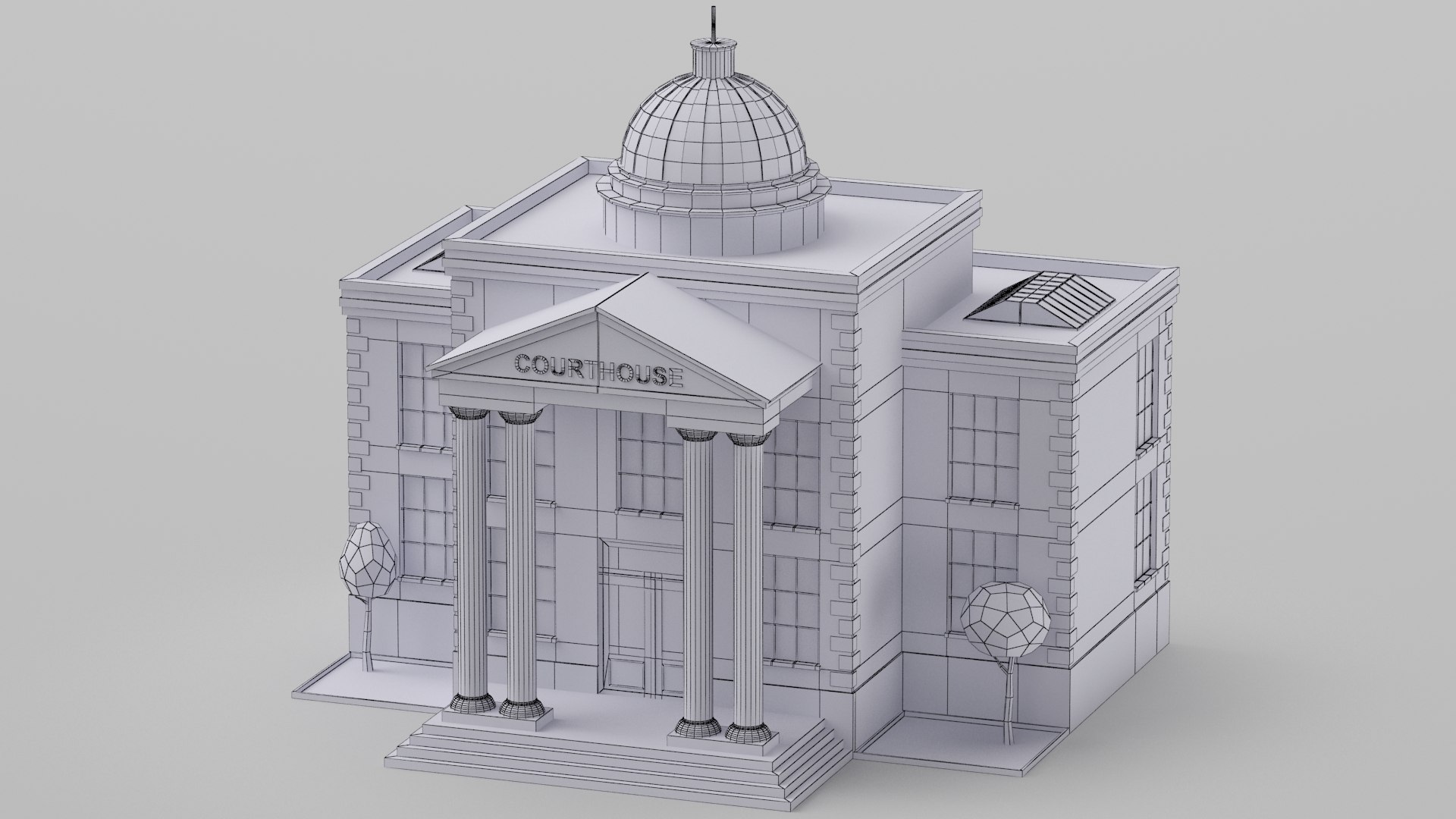 3D Low Poly Cartoon Courthouse - TurboSquid 1845275