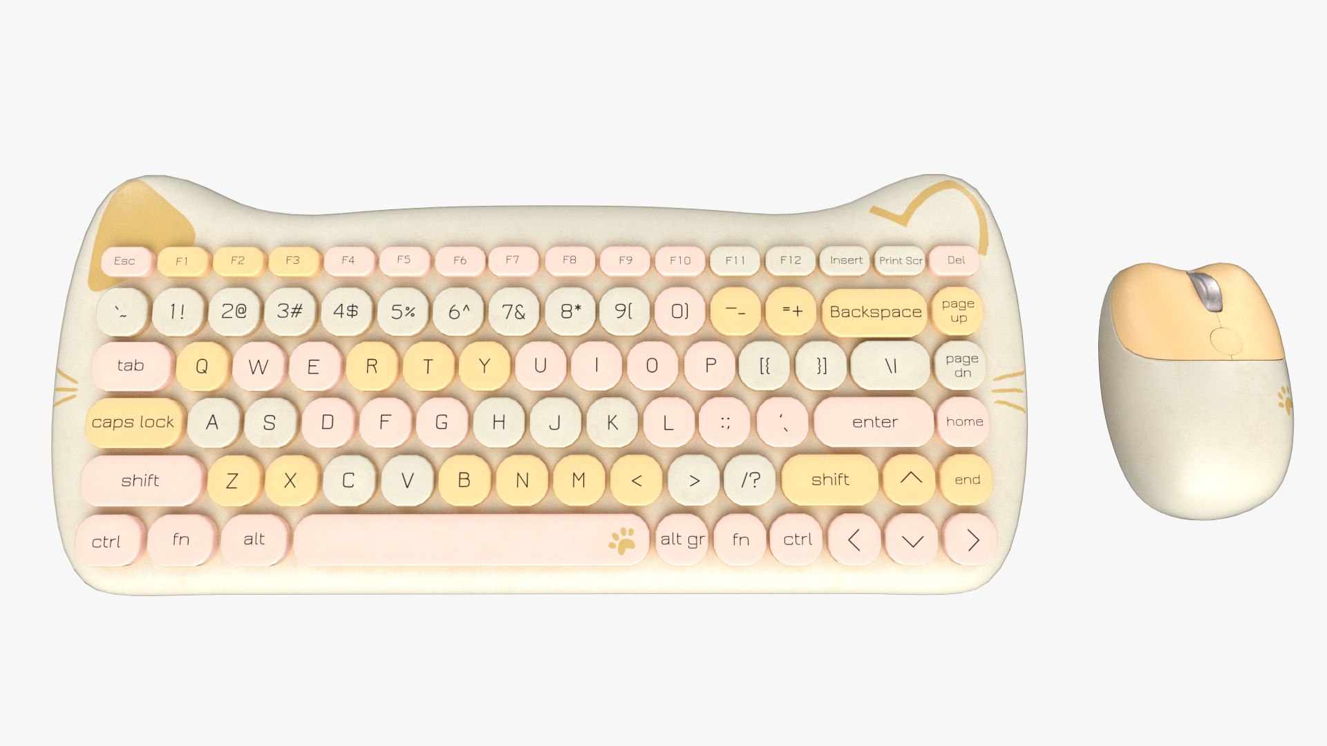 3D Wireless Keyboard Mouse Set Yellow Tones Version - TurboSquid 2086702