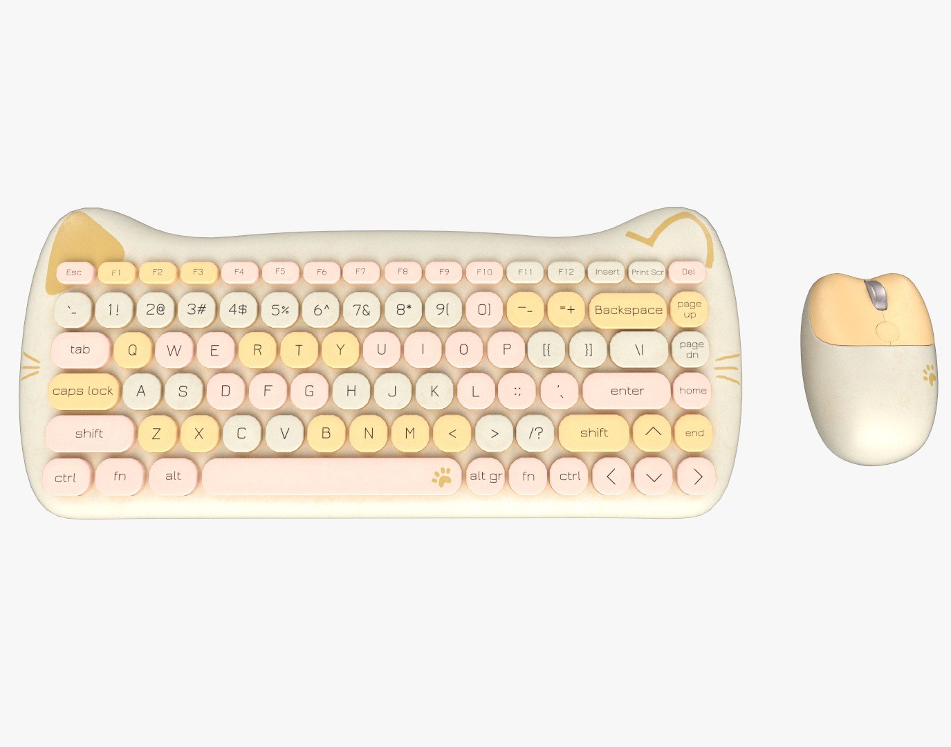 3D Wireless Keyboard Mouse Set Yellow Tones Version - TurboSquid 2086702