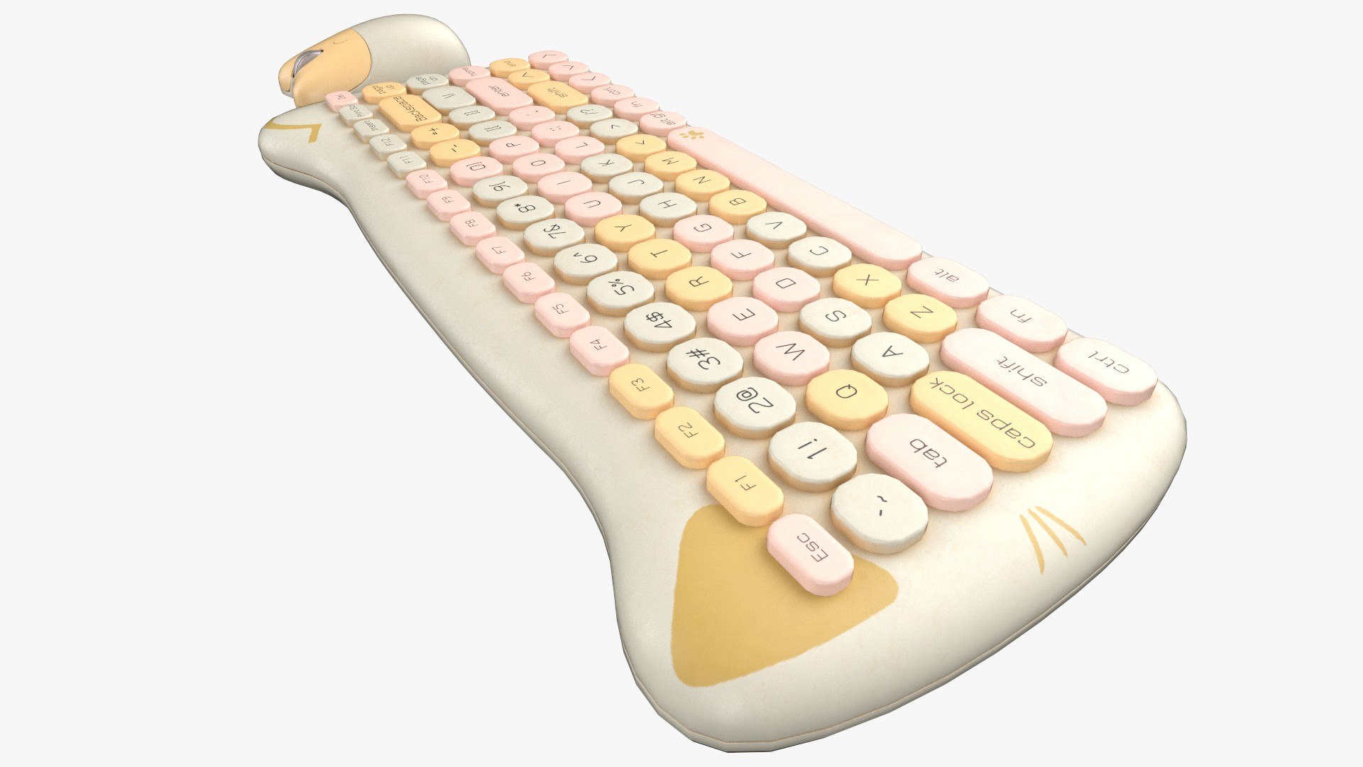 3D Wireless Keyboard Mouse Set Yellow Tones Version - TurboSquid 2086702