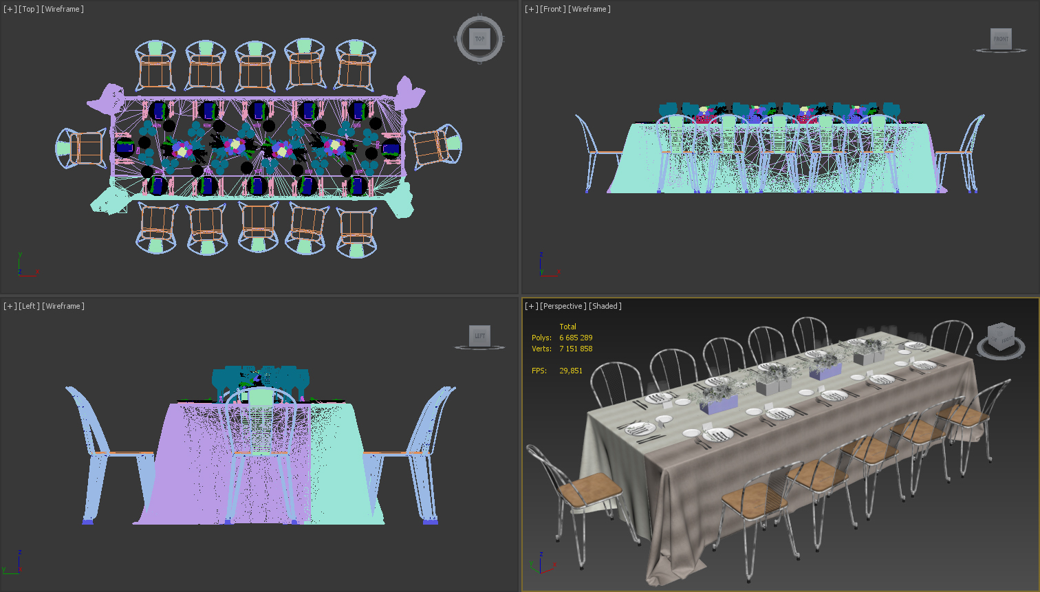 3d model banquet table