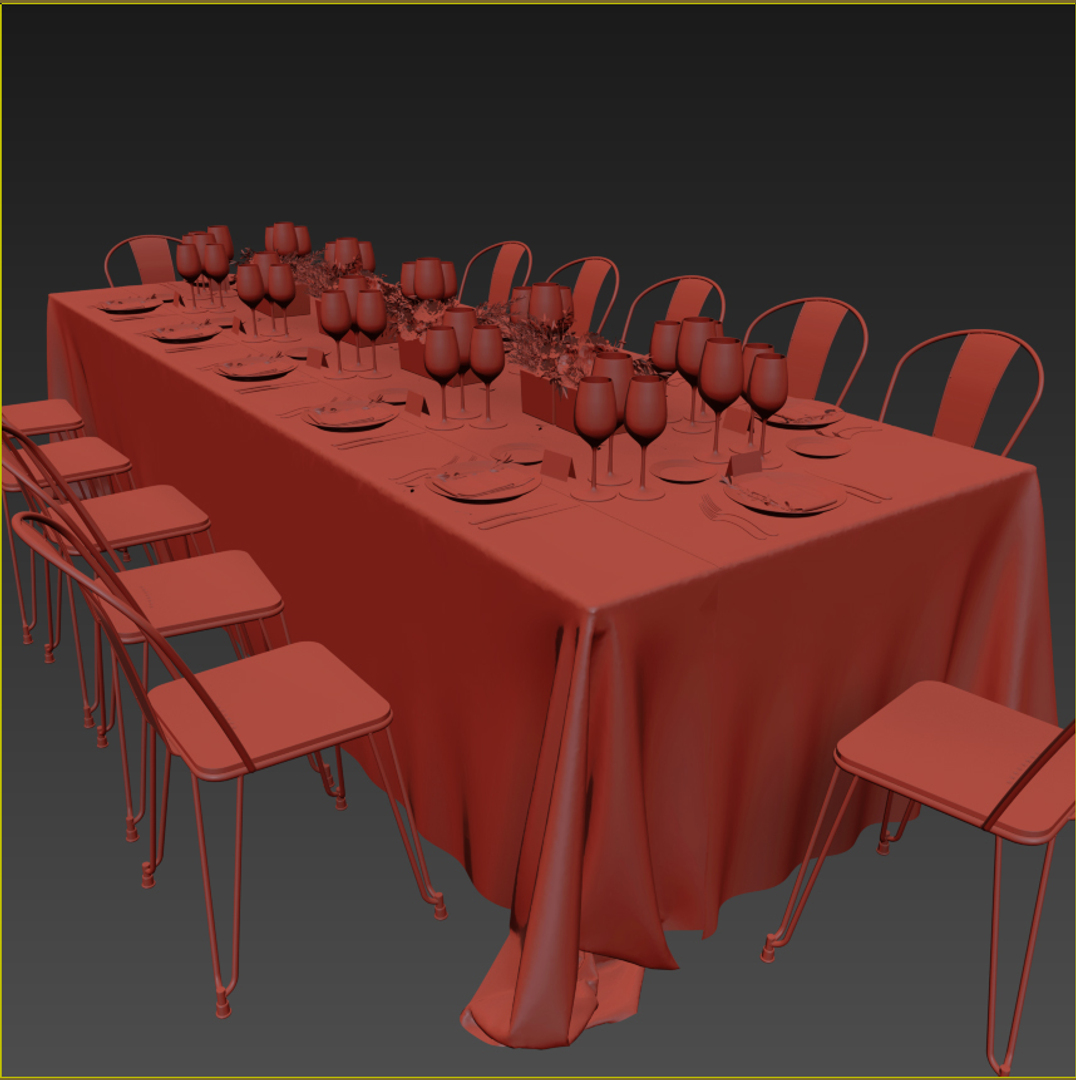 3d model banquet table