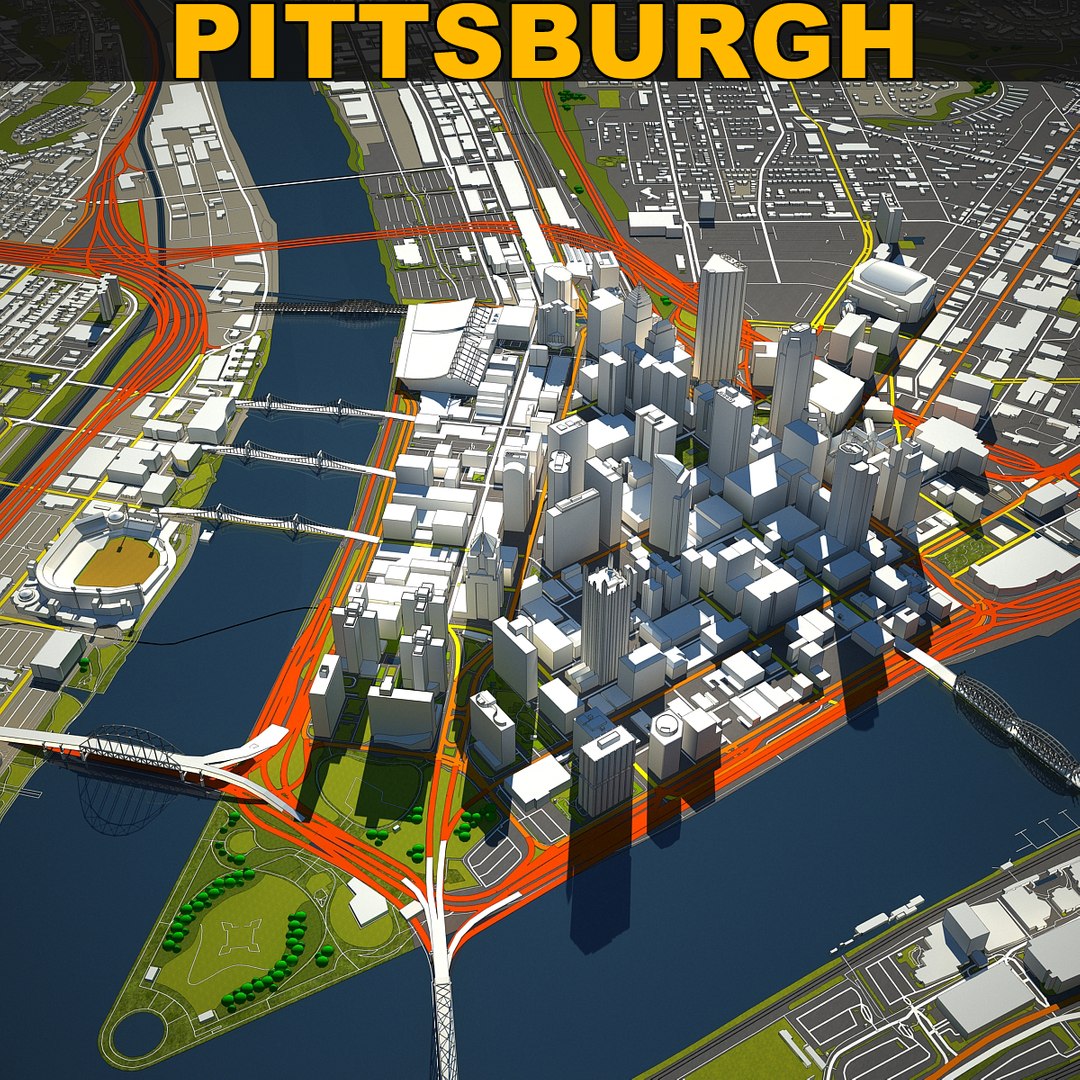 3D Pittsburgh Skyline Model - TurboSquid 1512701