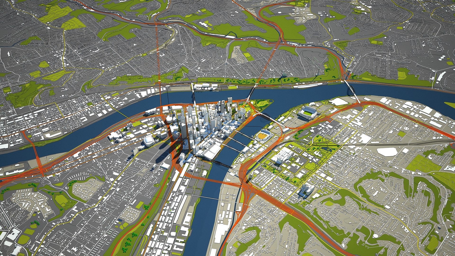 3D Pittsburgh Skyline Model - TurboSquid 1512701