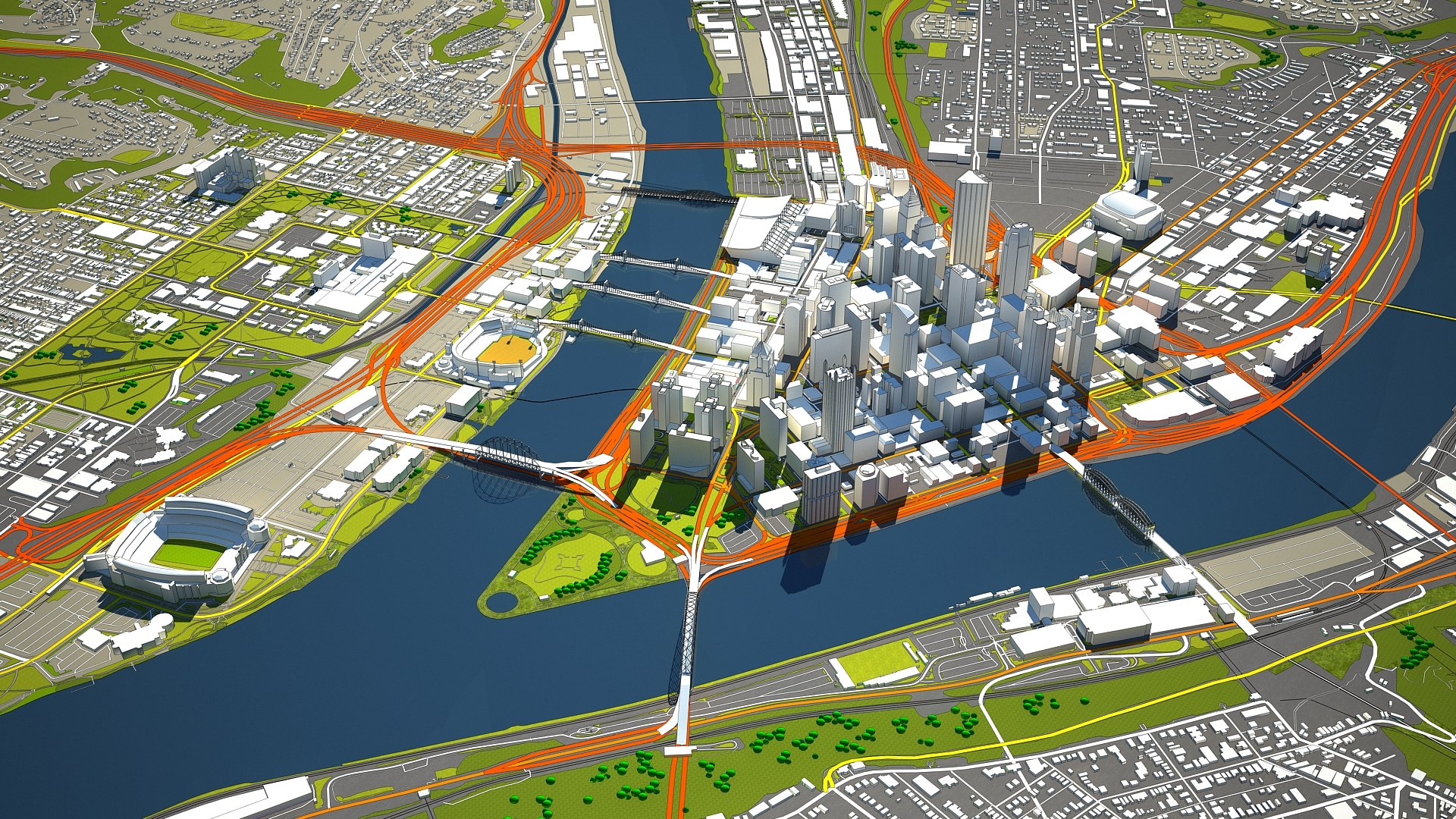 3D Pittsburgh Skyline Model - TurboSquid 1512701