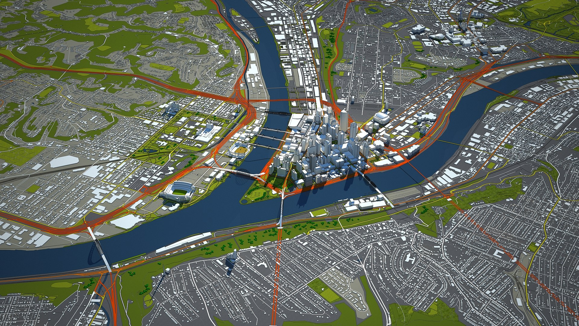 3D Pittsburgh Skyline Model - TurboSquid 1512701