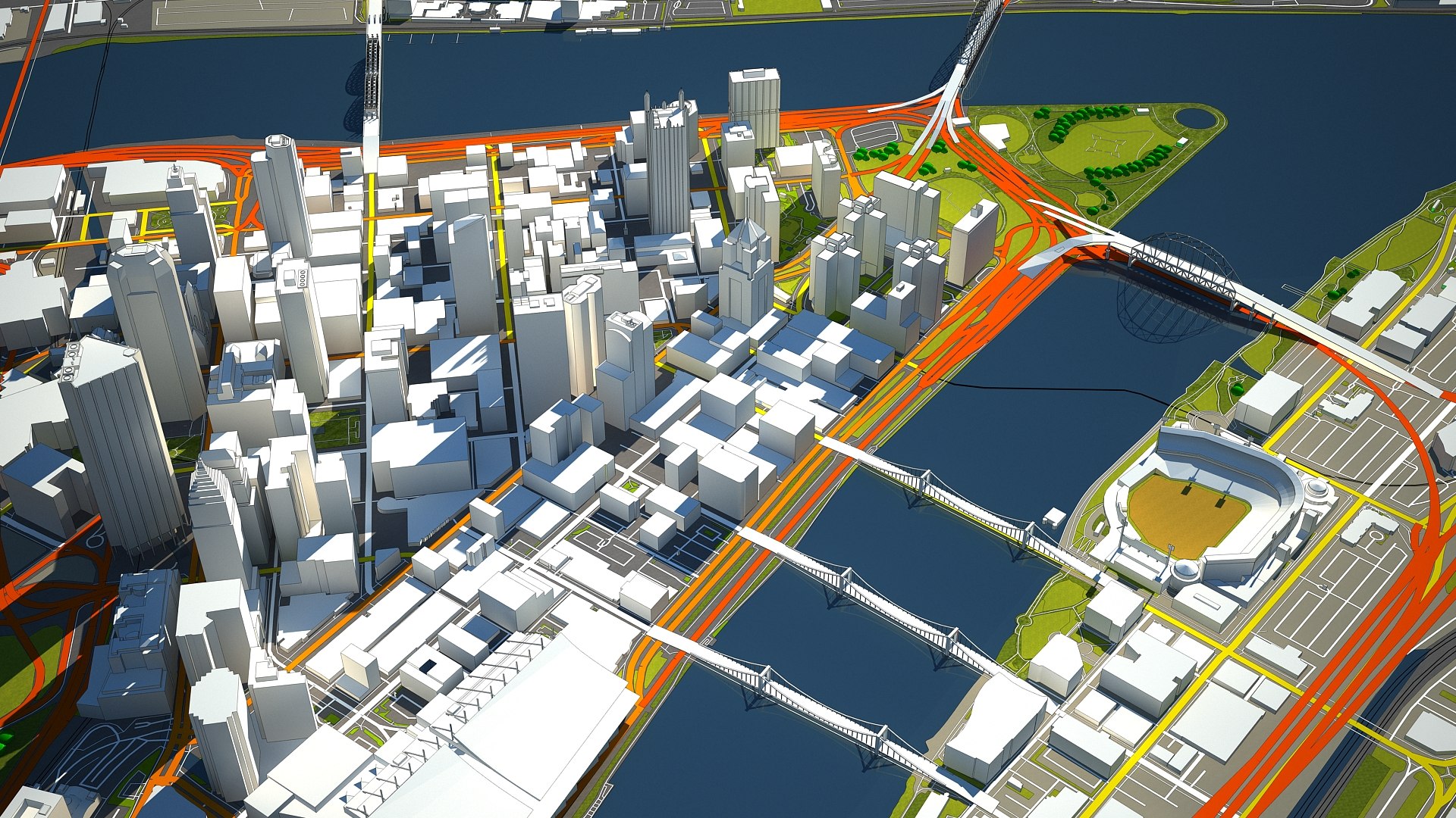 3D Pittsburgh Skyline Model - TurboSquid 1512701