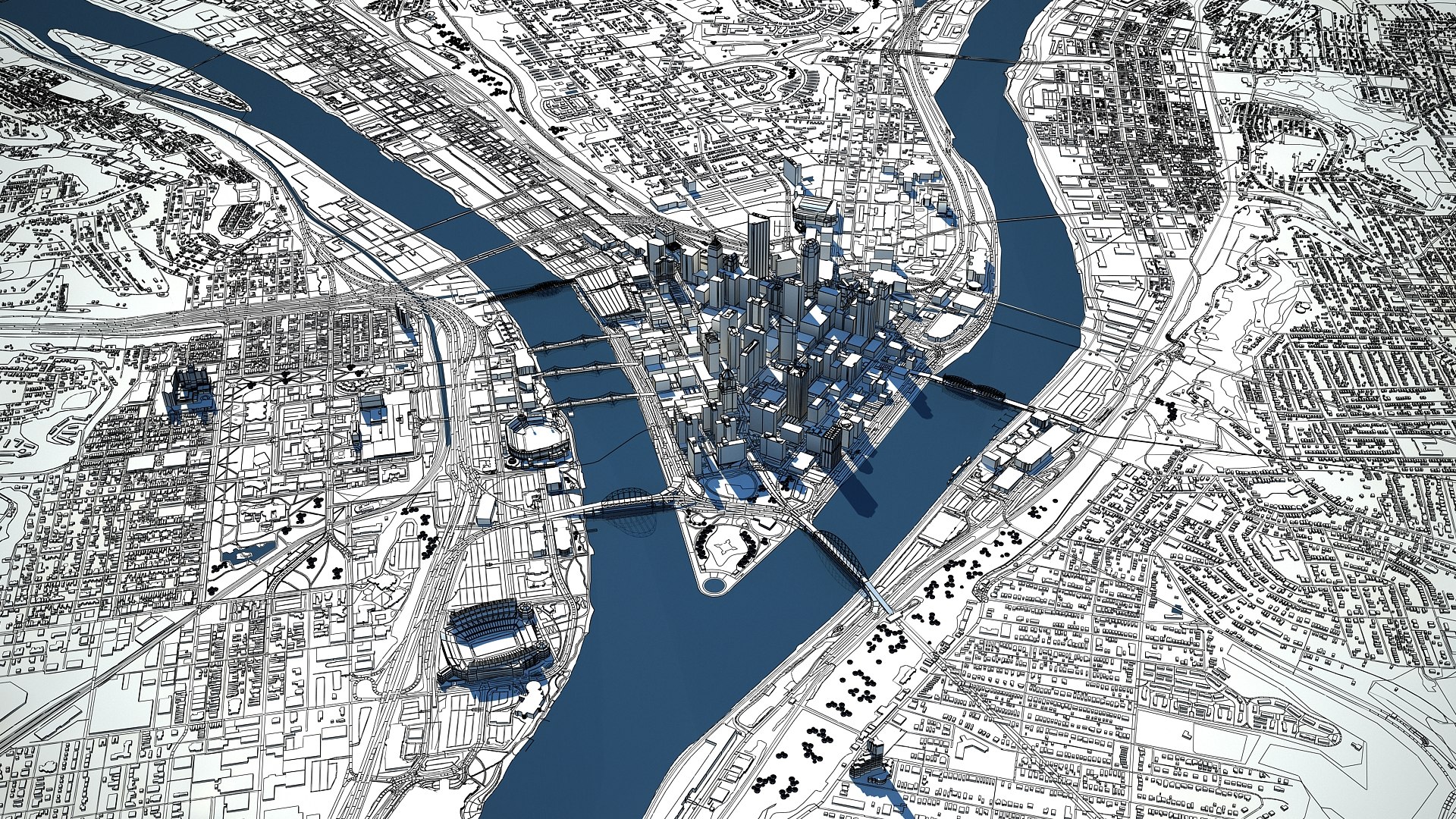 3D Pittsburgh Skyline Model - TurboSquid 1512701