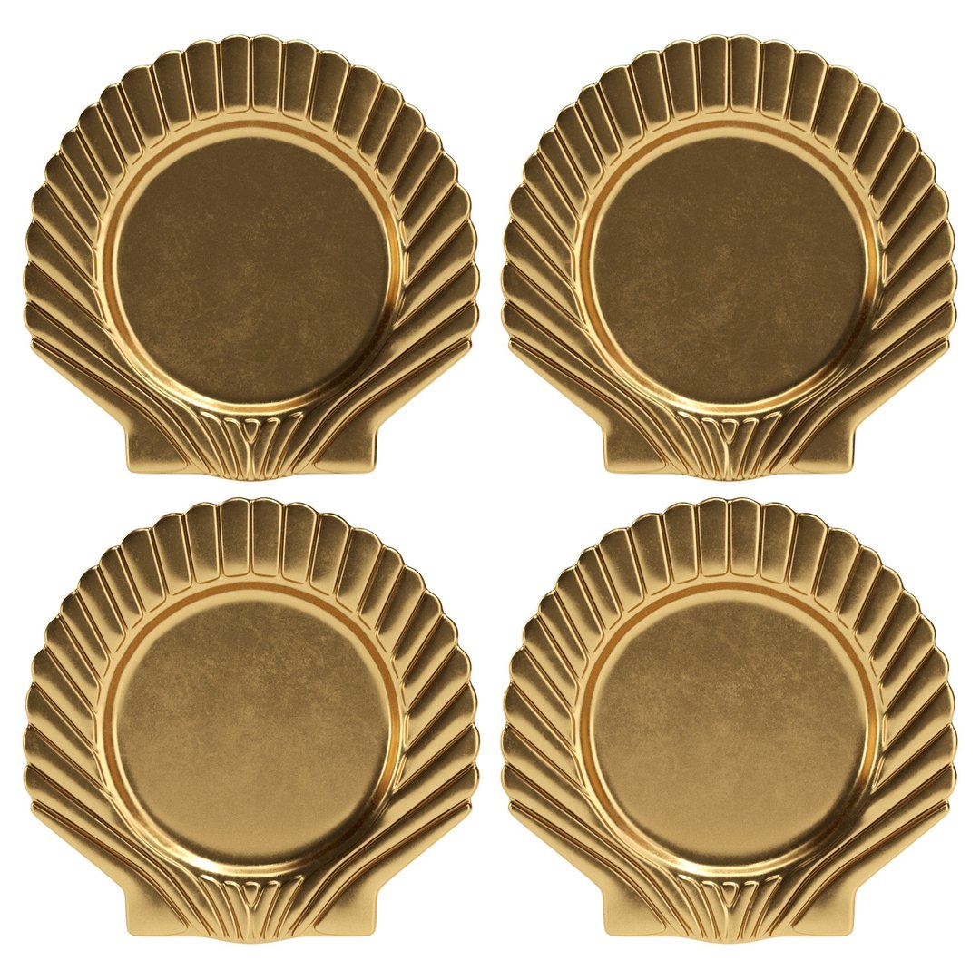 1980s Scallop Shell Polished Brass Chargers 3D model - TurboSquid 1981427