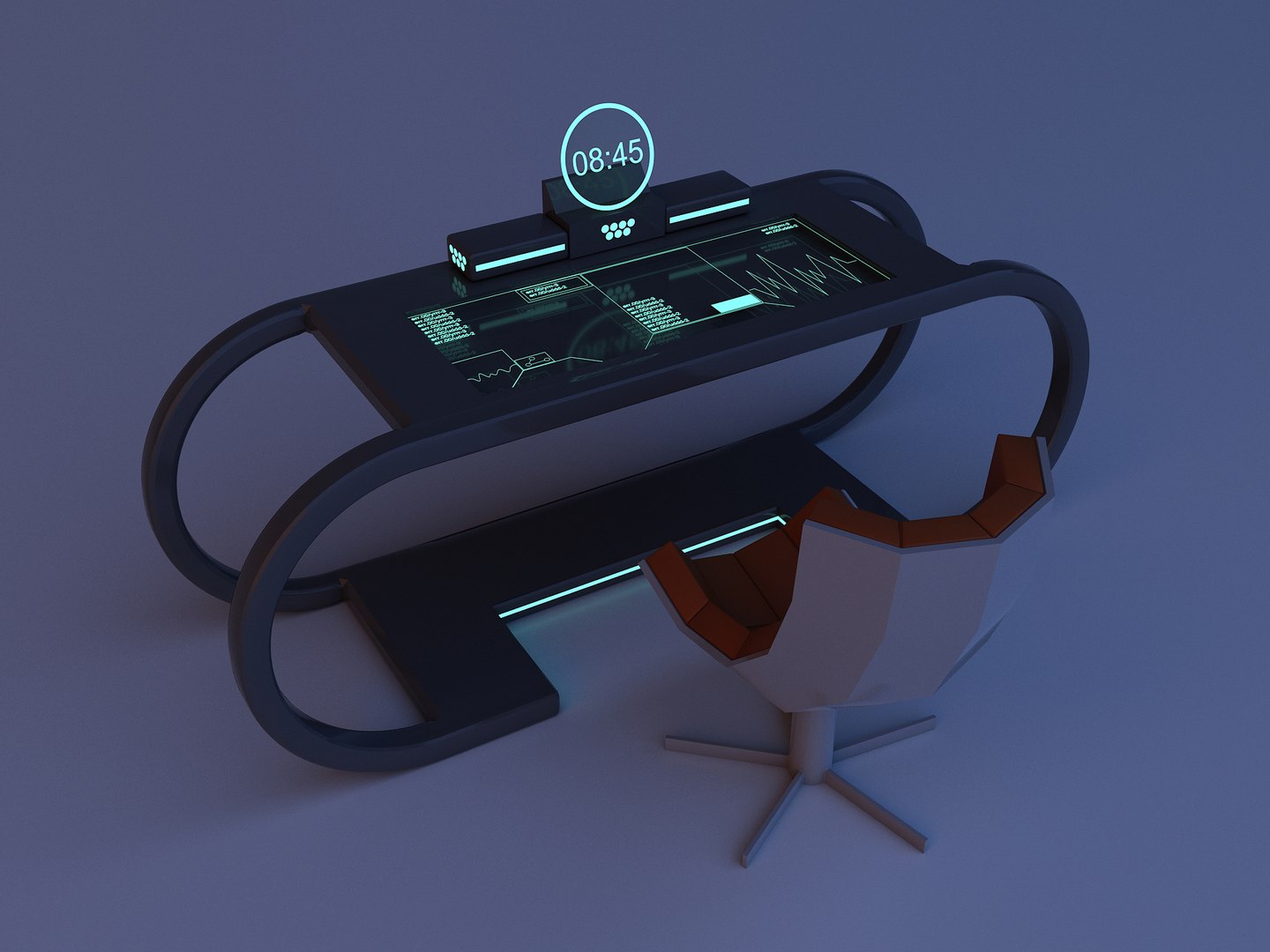 Scifi Futuristic Table And Chair 3D Model - TurboSquid 1735878