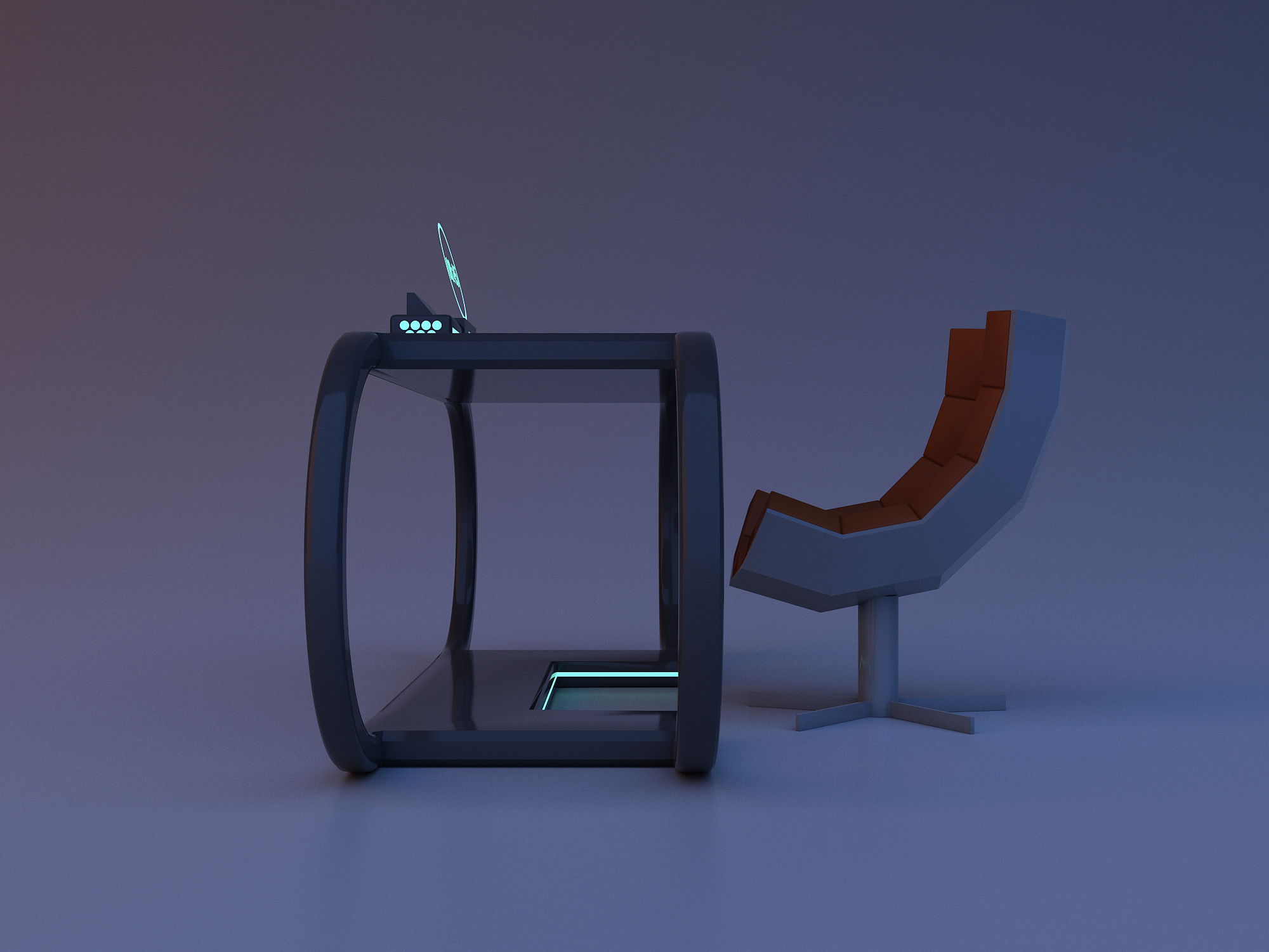 Scifi Futuristic table and chair 3D model - TurboSquid 1735878