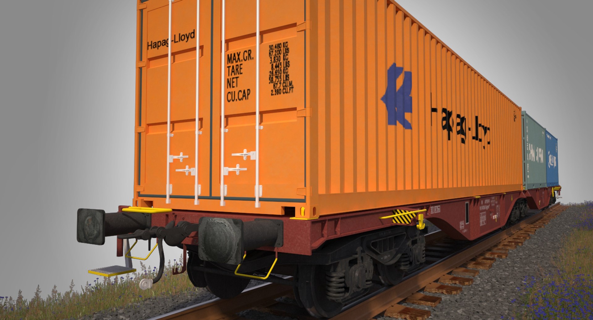 Container Railcar Sggrss 3d Max
