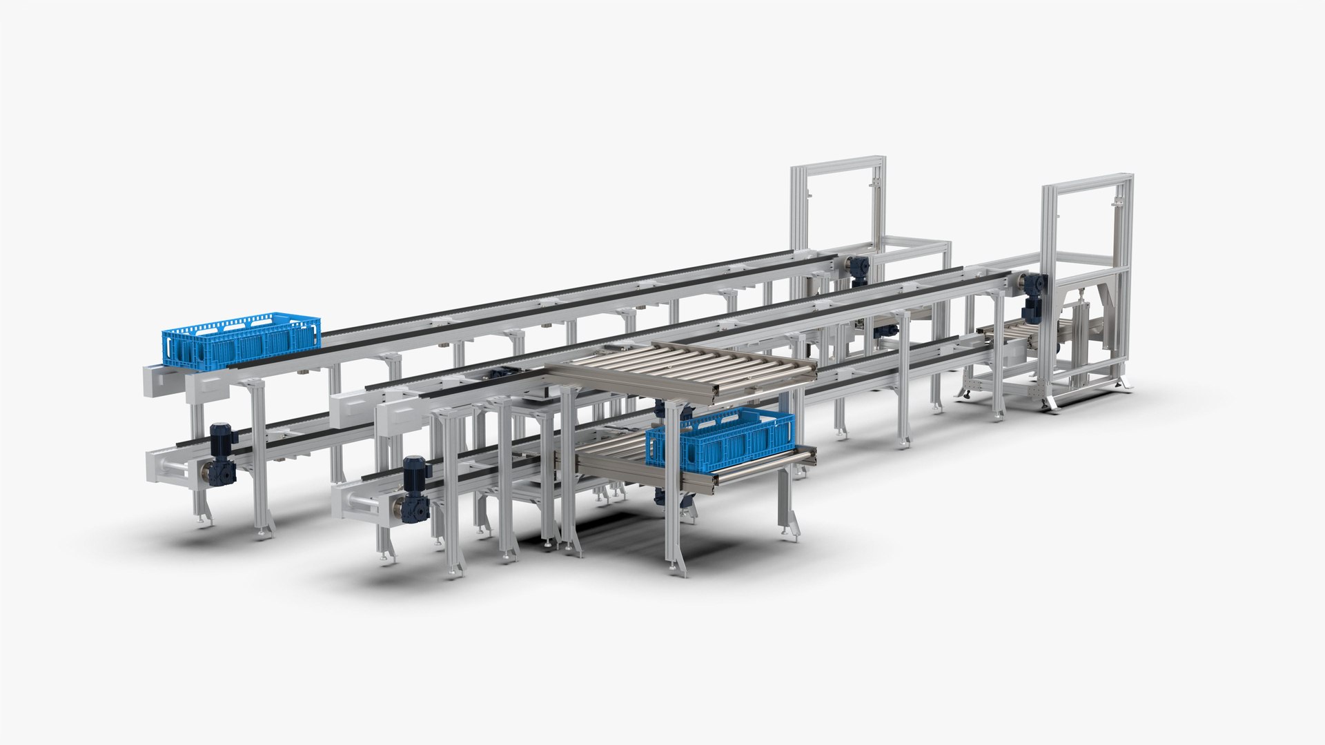 Double Layer Return And Double Speed Chain Assembly Line 3D Model ...