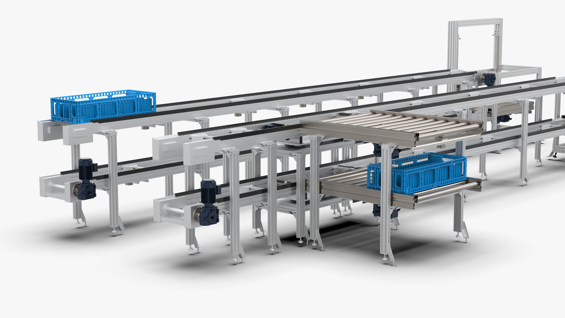 Double Layer Return And Double Speed Chain Assembly Line 3D Model ...