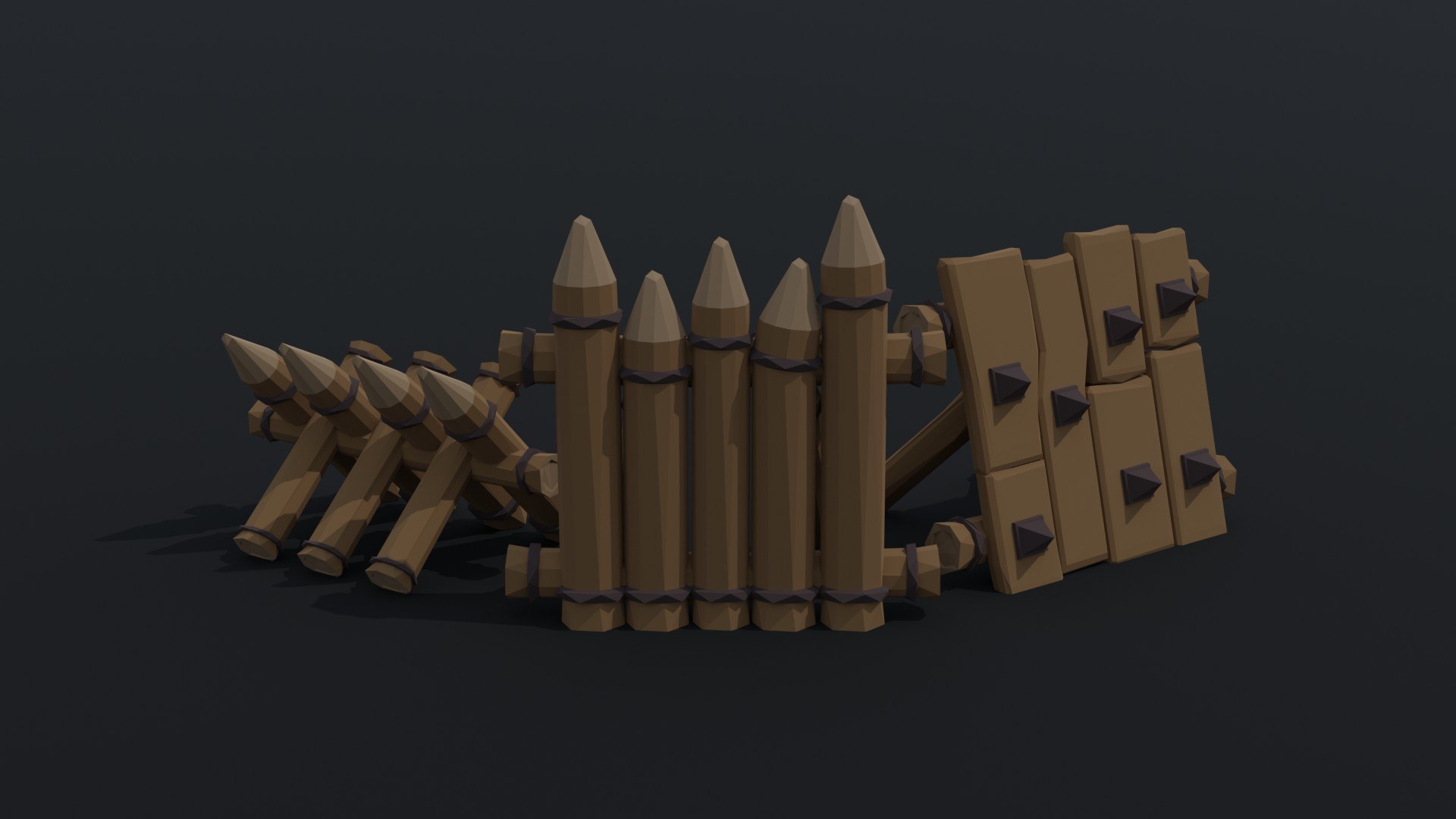 Low-poly Cartoon Wood Defense Barricades Model - TurboSquid 1965728