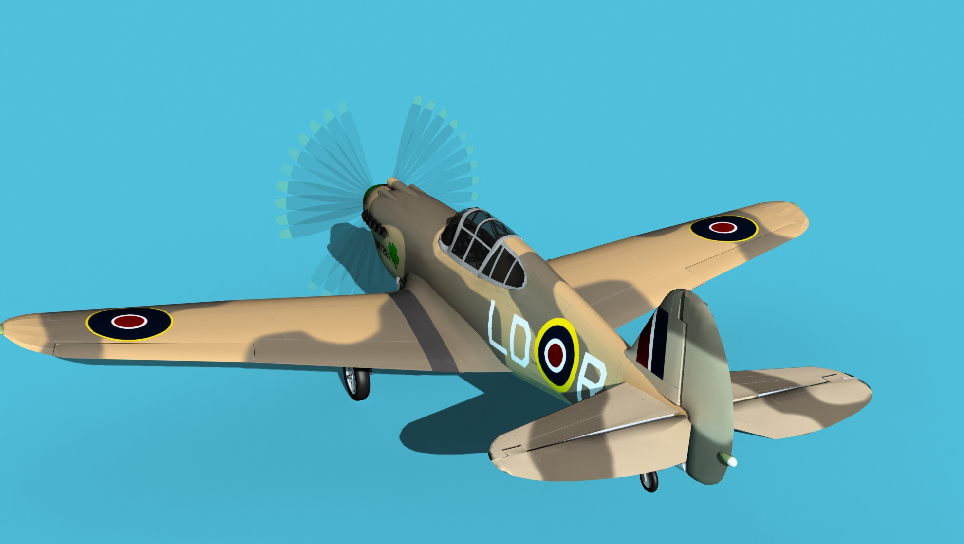 3D Curtiss P-40B Tomahawk V02 RAF - TurboSquid 1914758