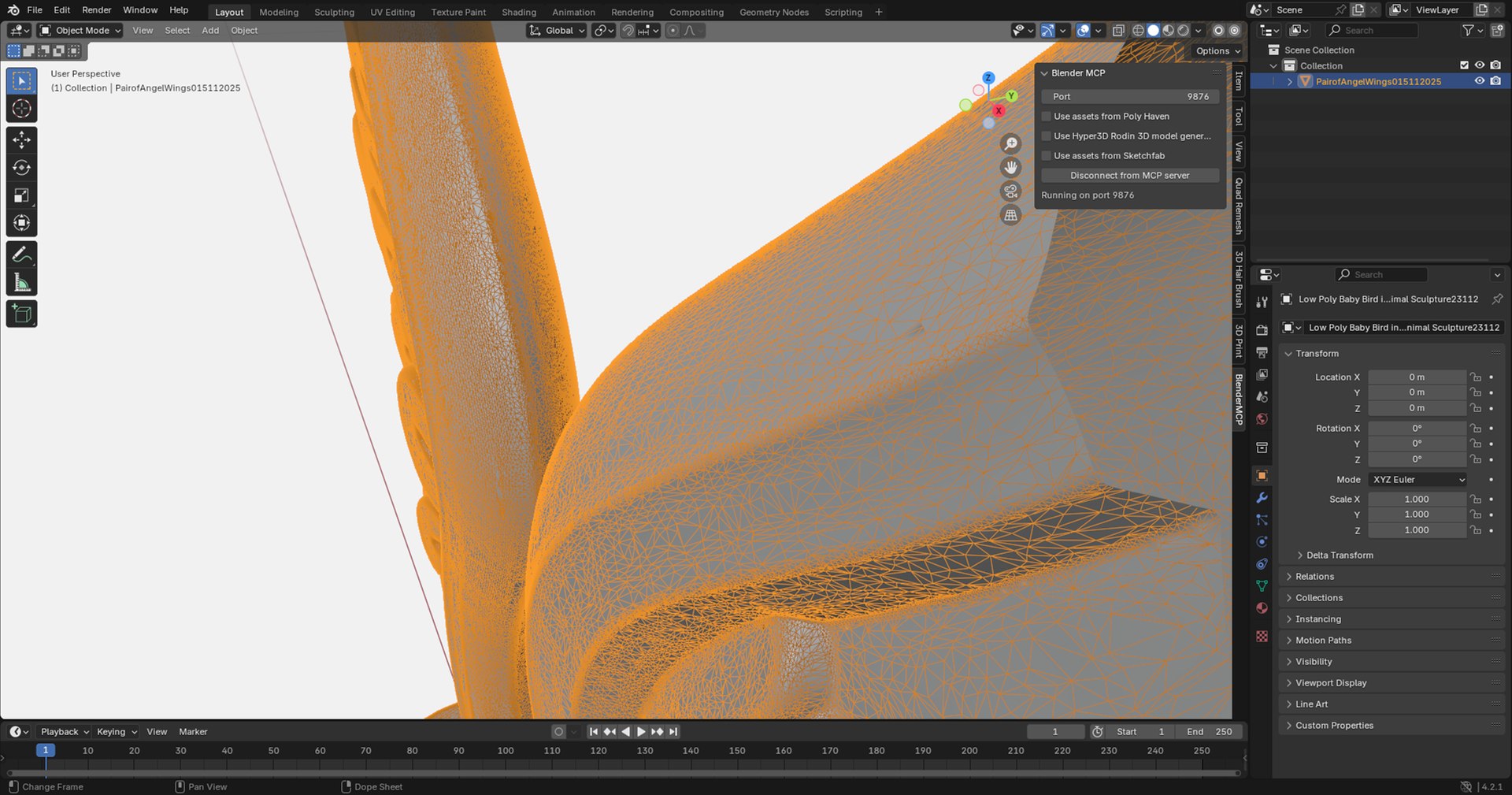 Pair Of Angel Wings 3D Print Model Decorative Sculpture 3D Model ...