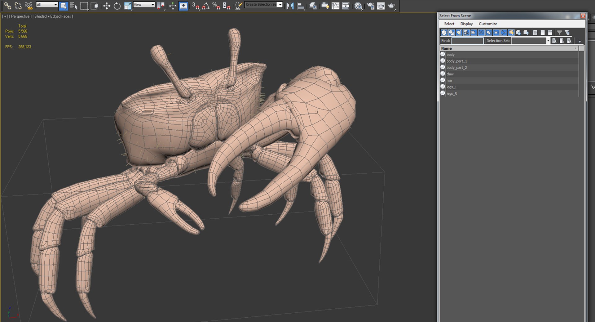 3d Fiddler Crab Standing Pose Model