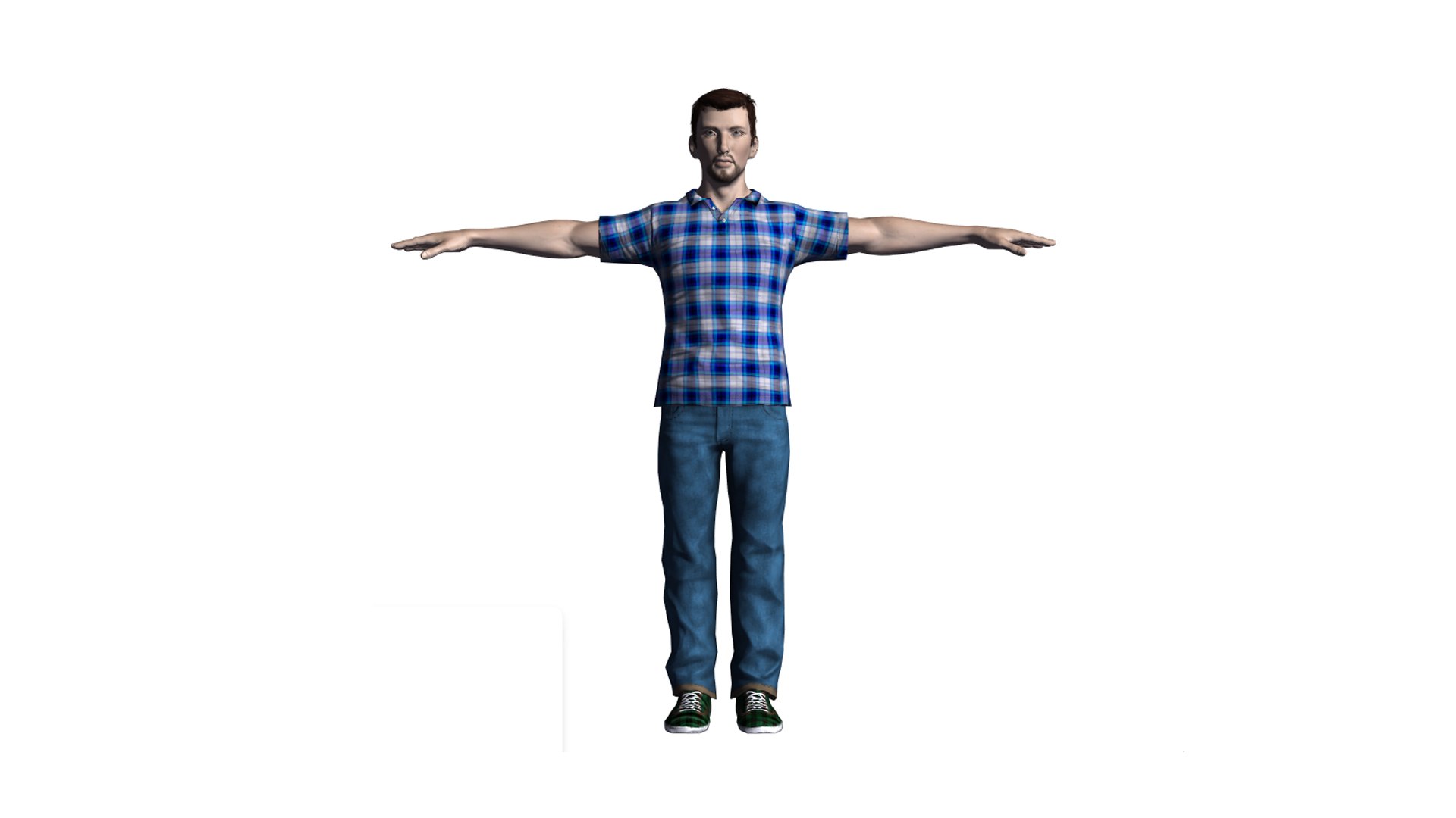 3D Man with blue shirts model - TurboSquid 1901712