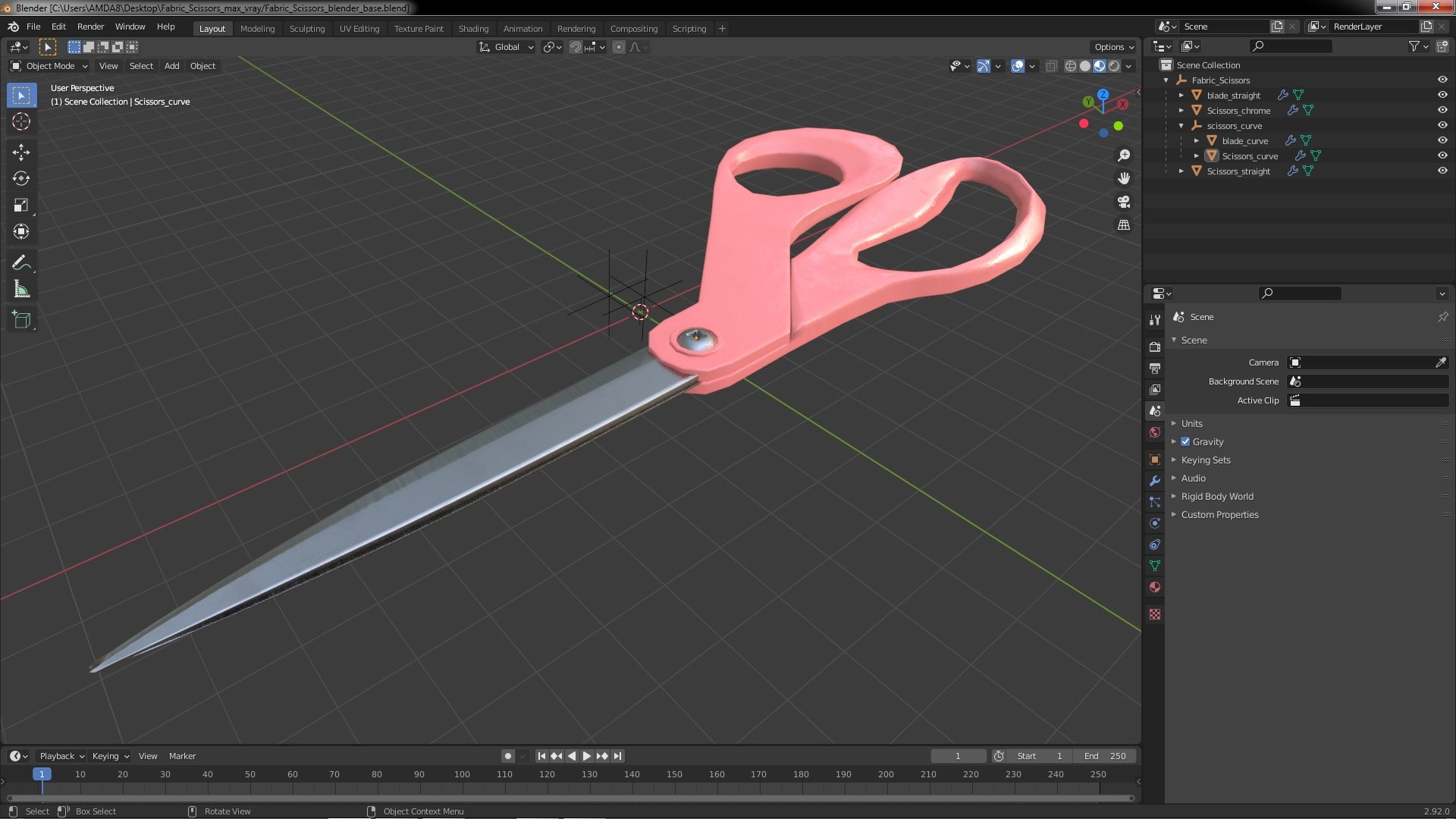 3D Fabric Scissors Model - TurboSquid 2132189