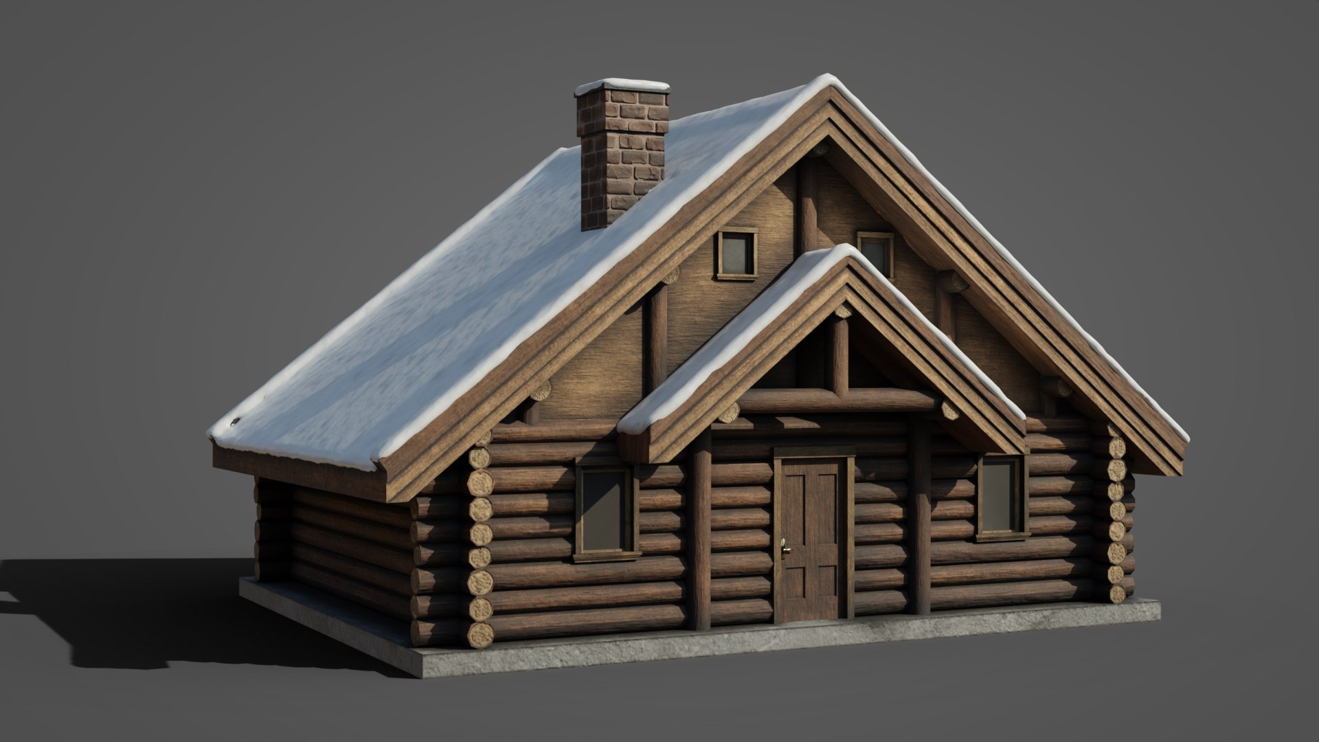 3D Snowed Wood Cabin House Model - TurboSquid 2055713