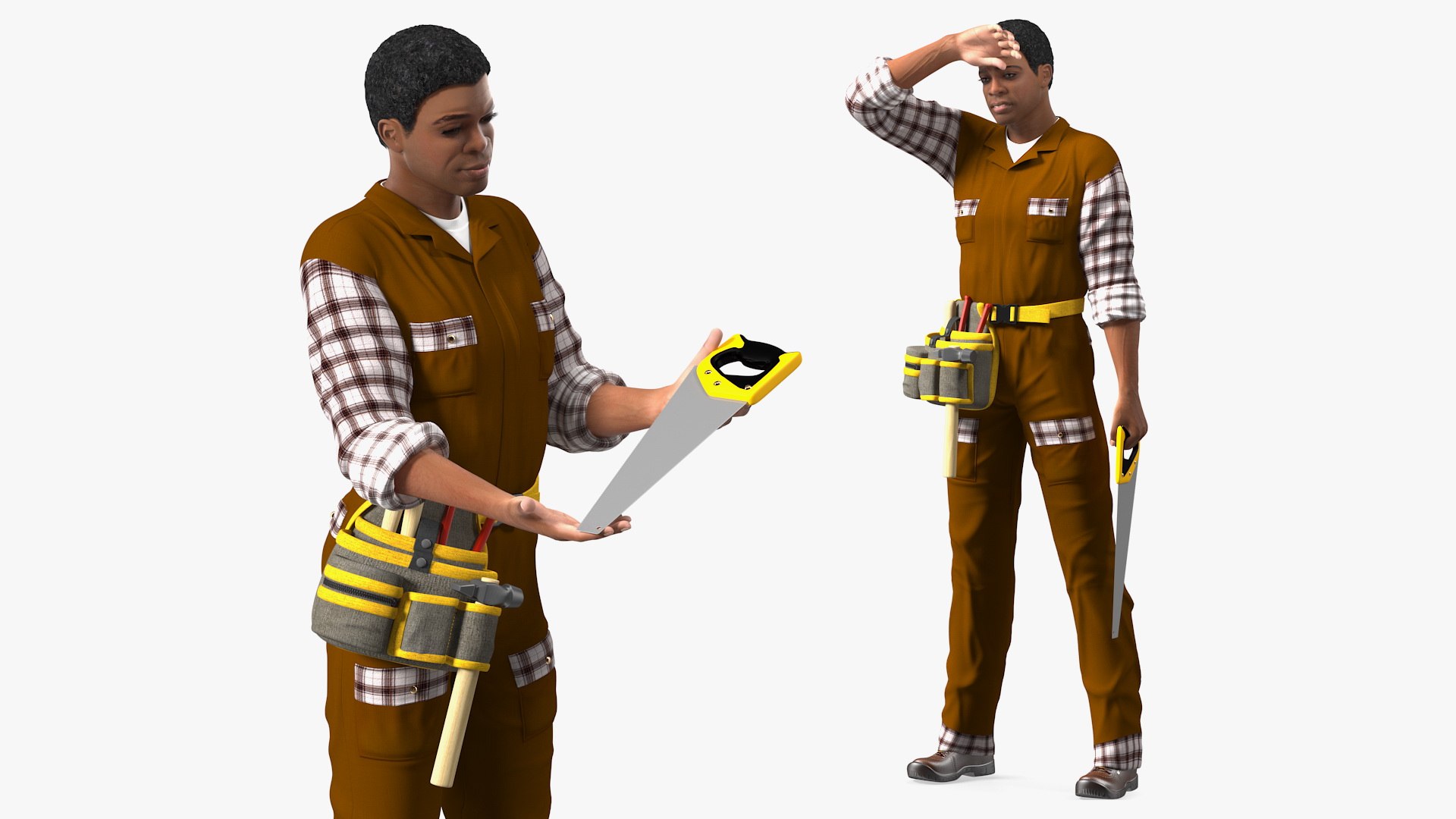 3D Afro American Woodworker Rigged Model - TurboSquid 1683145