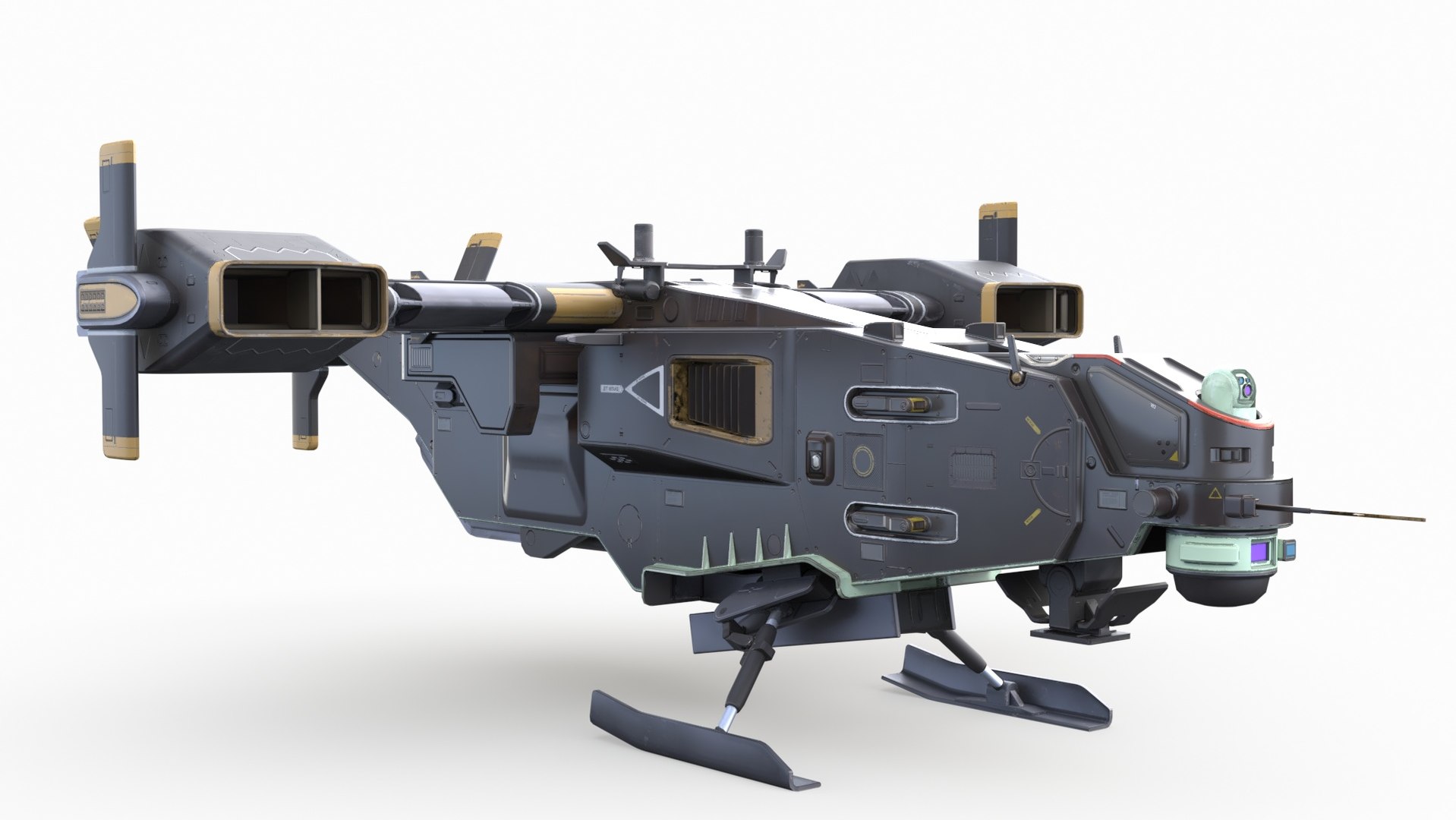 3D Sci-fi Gunship 3D Model - TurboSquid 1947216