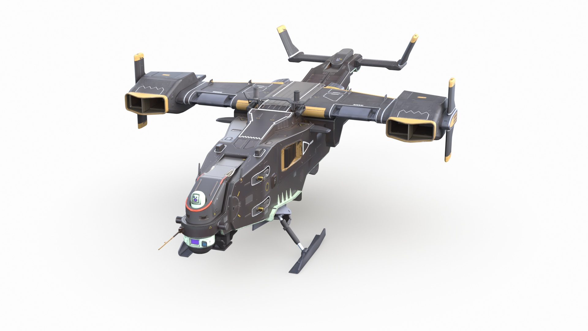 3D Sci-fi Gunship 3D model - TurboSquid 1947216