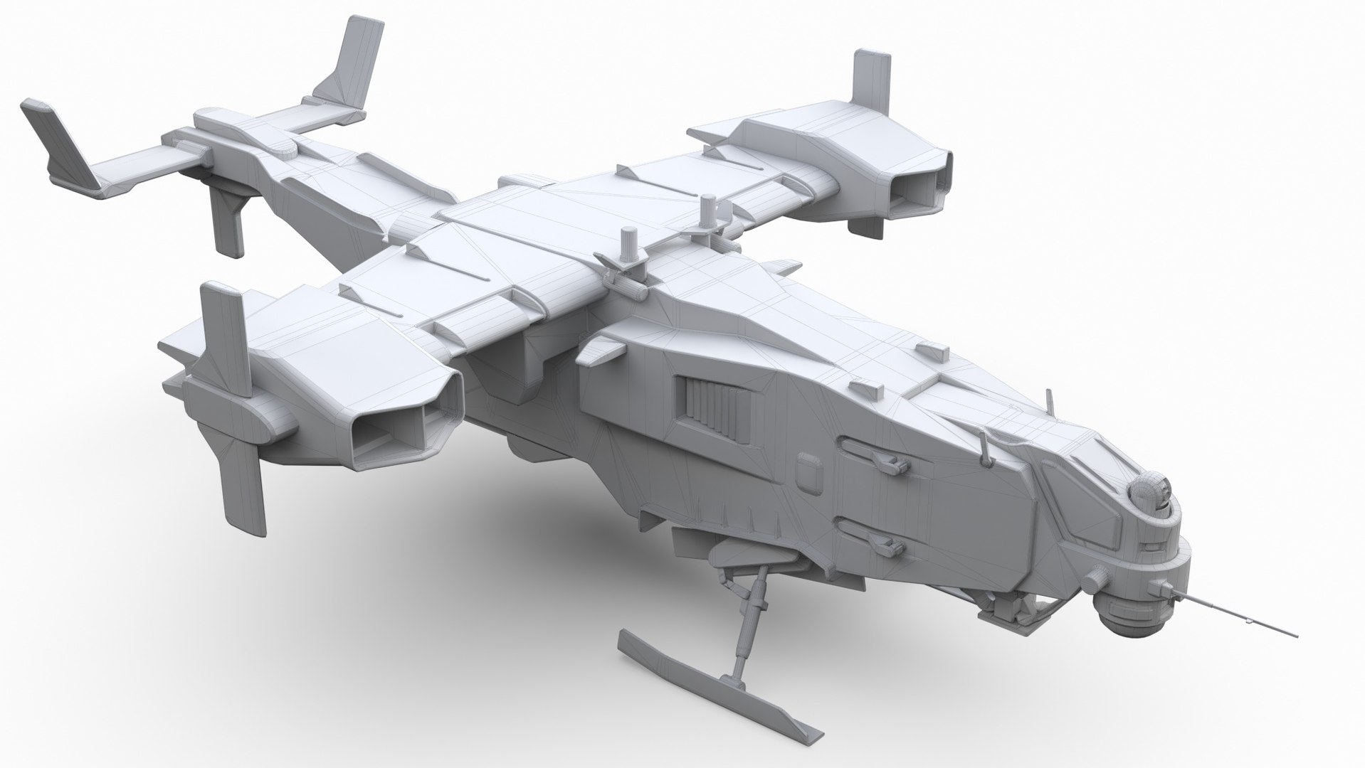 3D Sci-fi Gunship 3D Model - TurboSquid 1947216