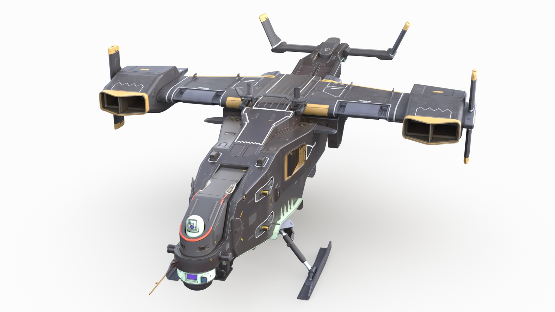 3D Sci-fi Gunship 3D model - TurboSquid 1947216