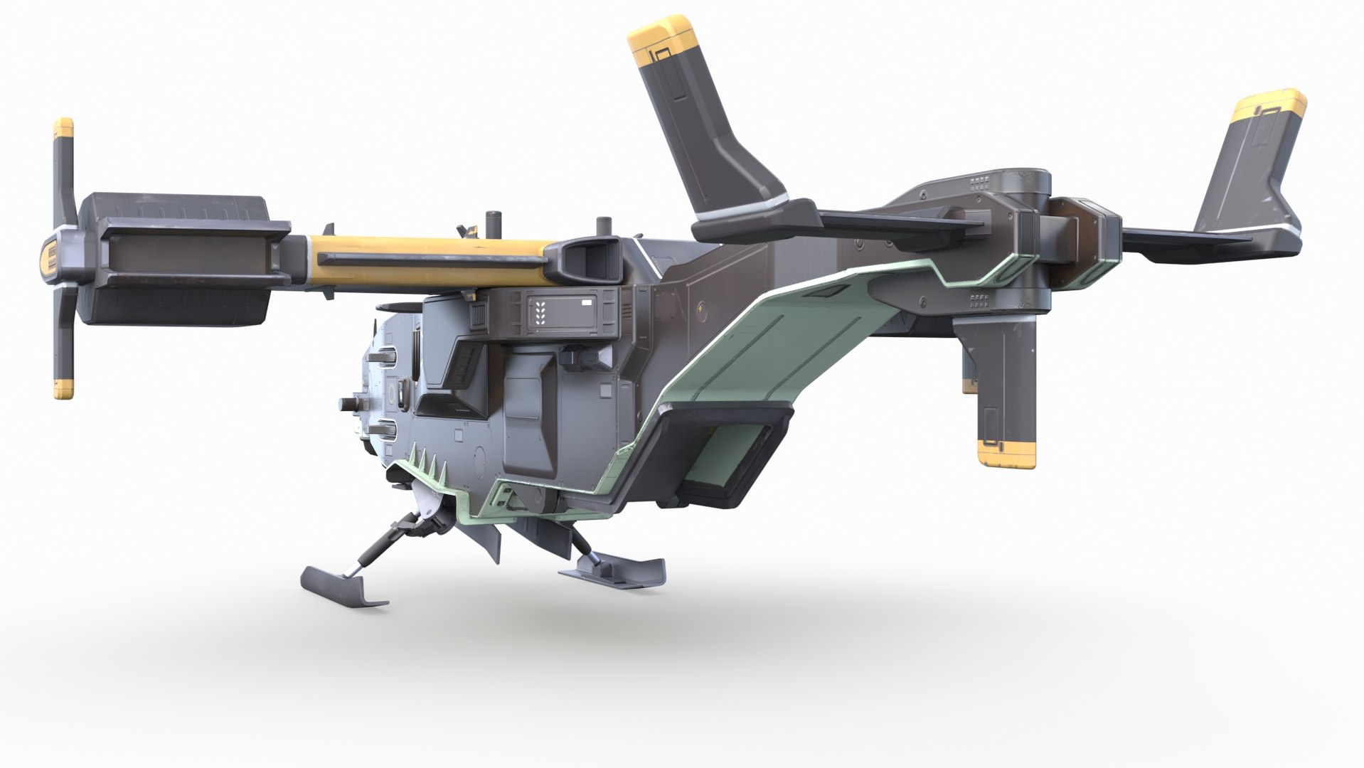 3D Sci-fi Gunship 3D Model - TurboSquid 1947216