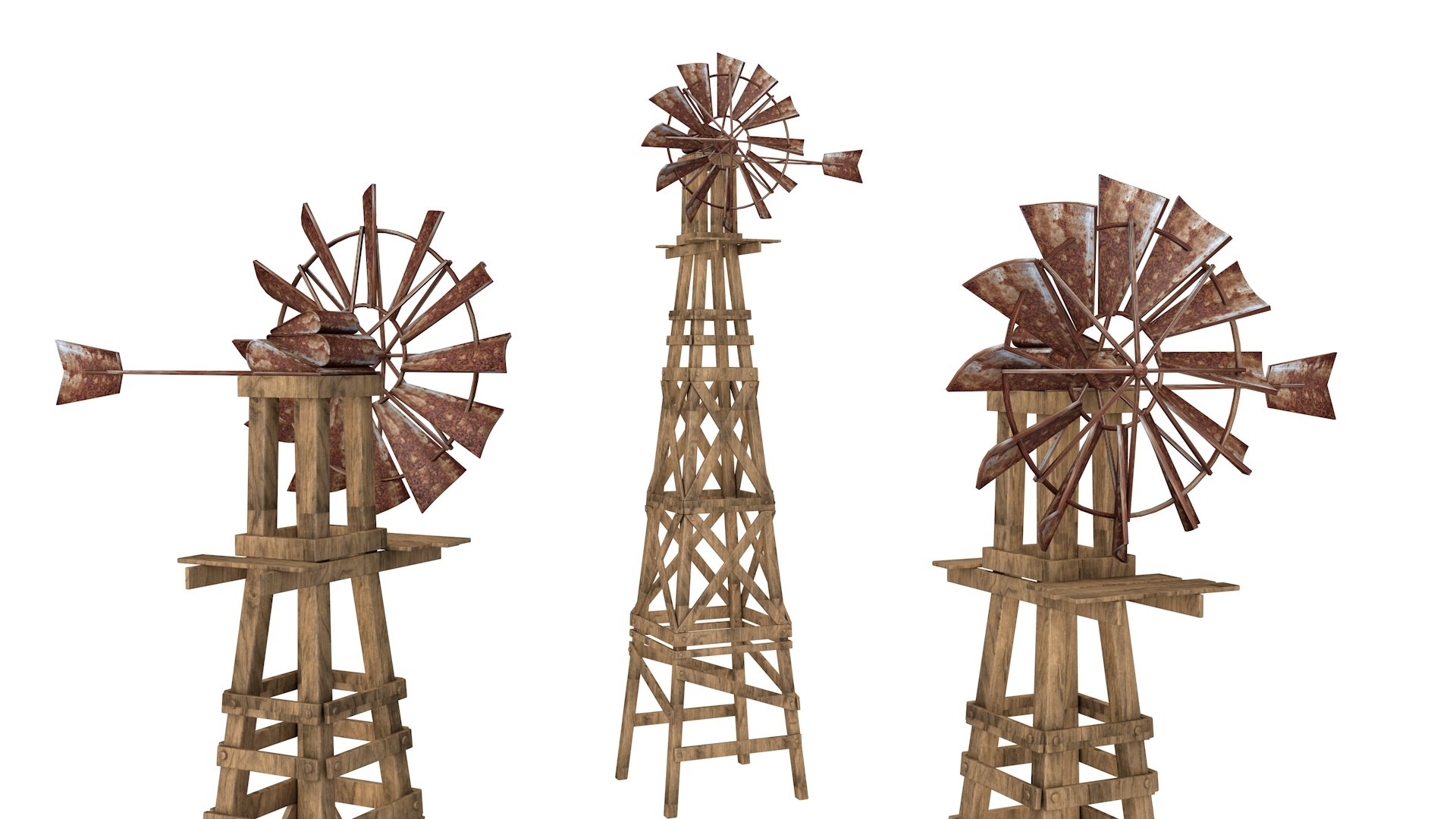 3D Old Farm Windmill Model - TurboSquid 1909434