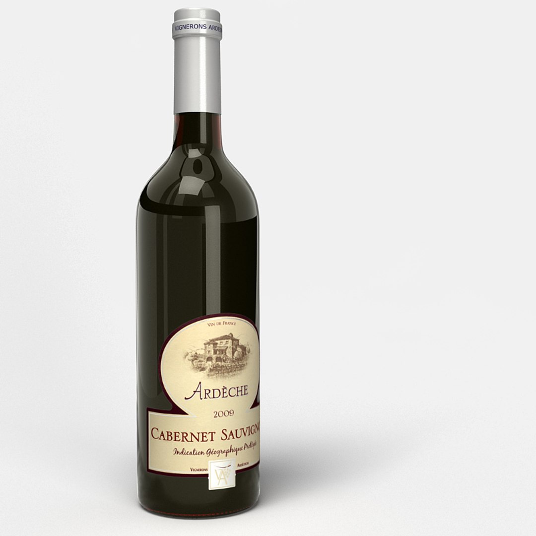 3ds Max Red Wine Bottle