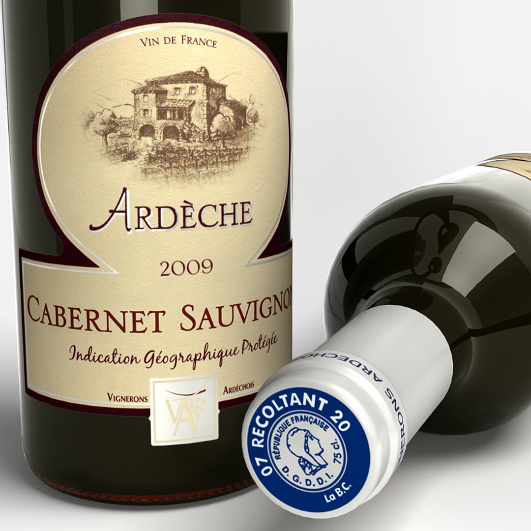3ds Max Red Wine Bottle