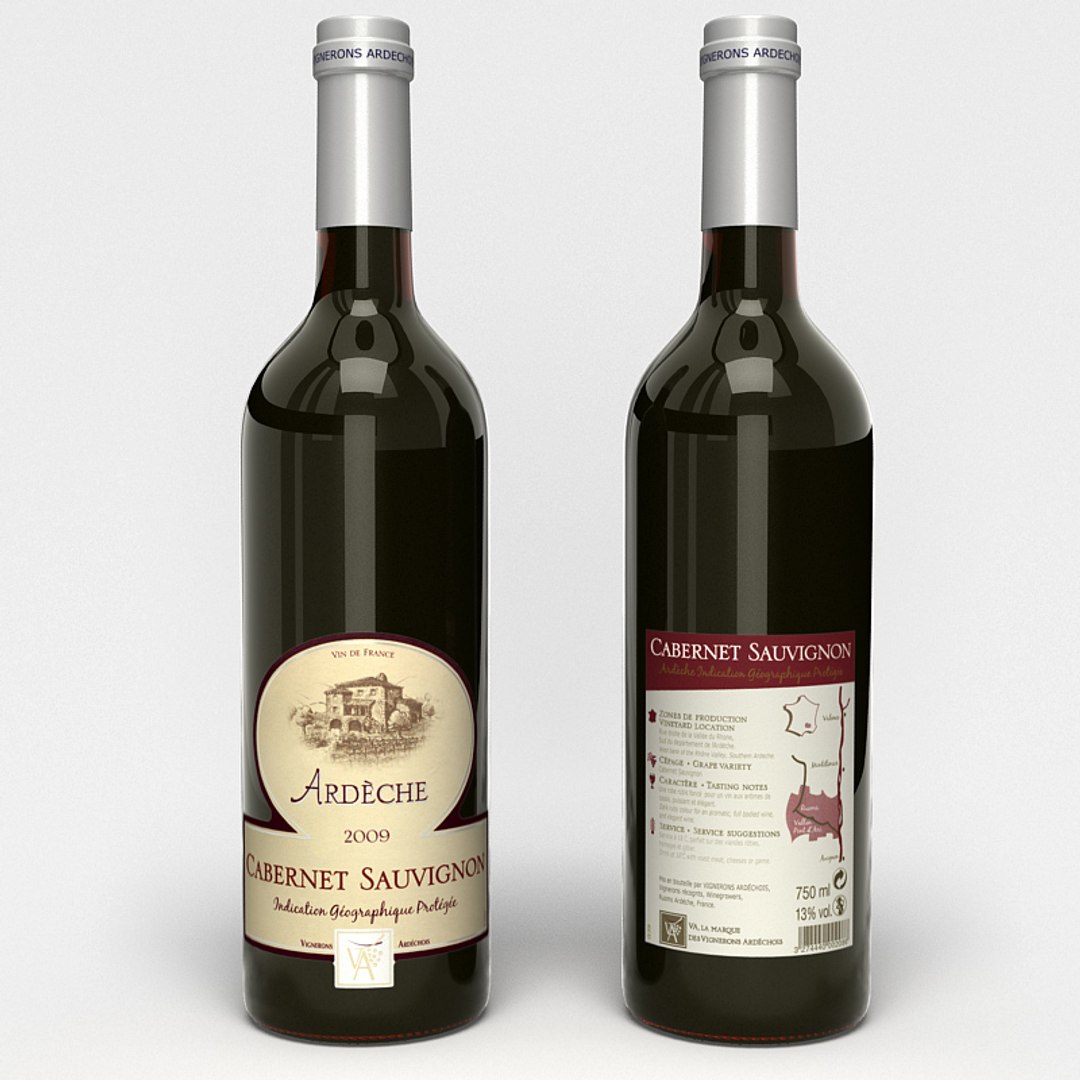 3ds Max Red Wine Bottle