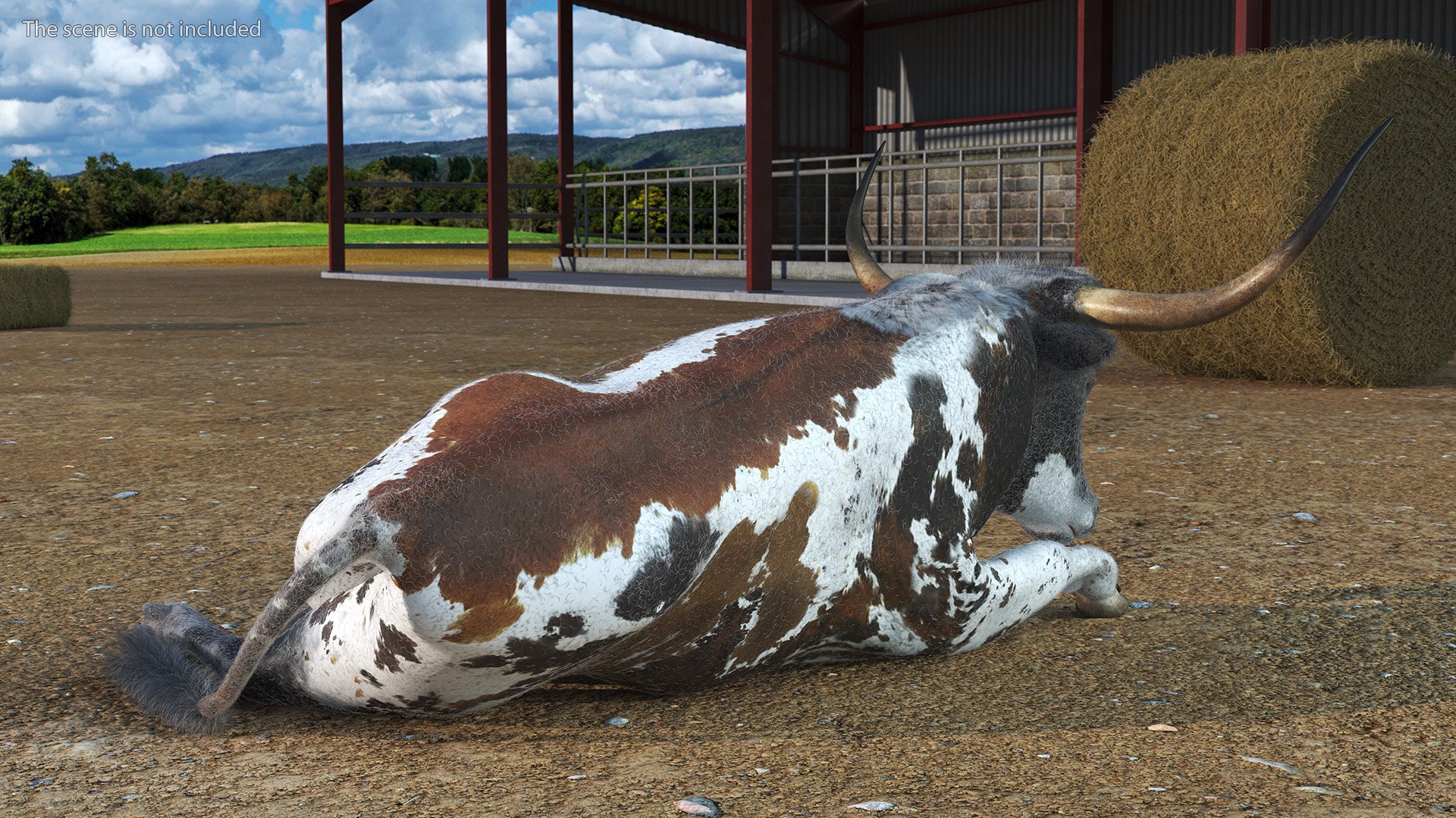 Lying Longhorn Bull Mottled Brown Fur Model - TurboSquid 2178889