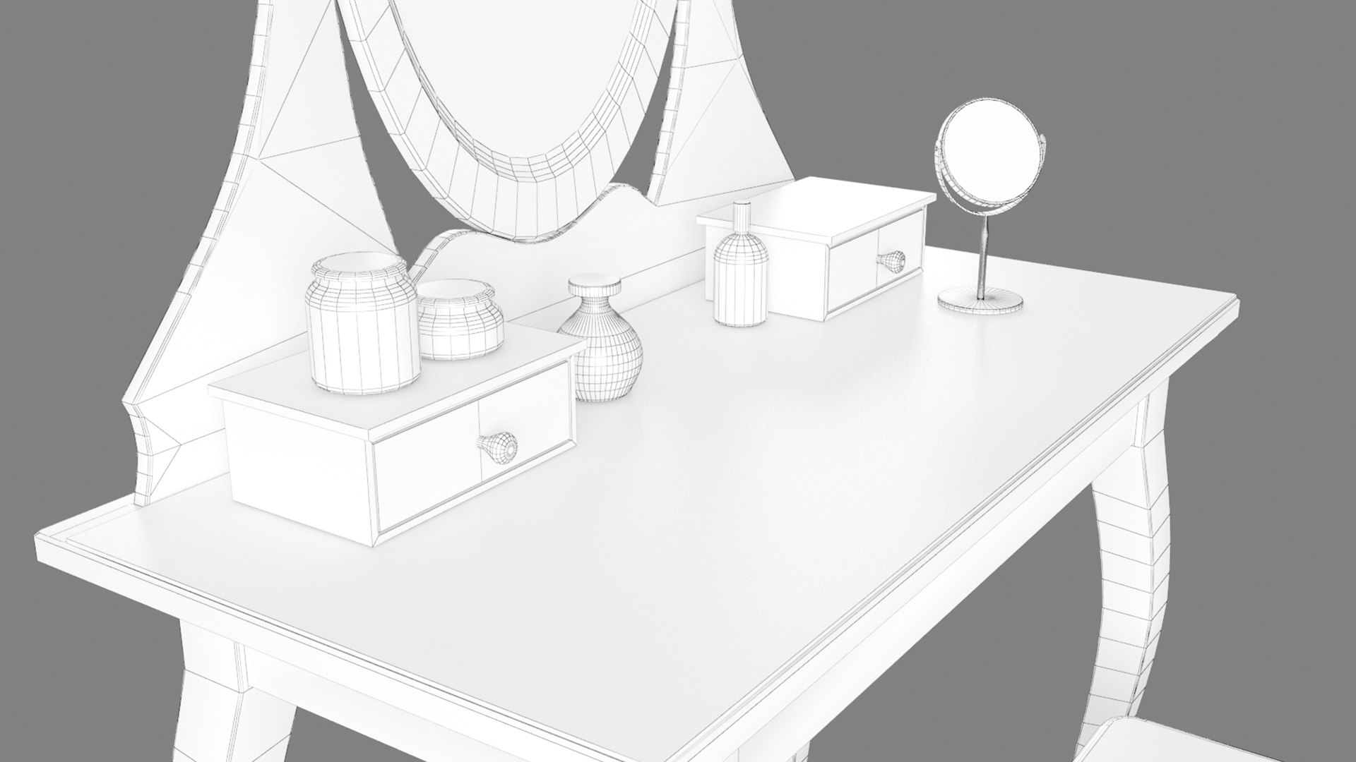 Dressing table with mirror 3D model - TurboSquid 1972044