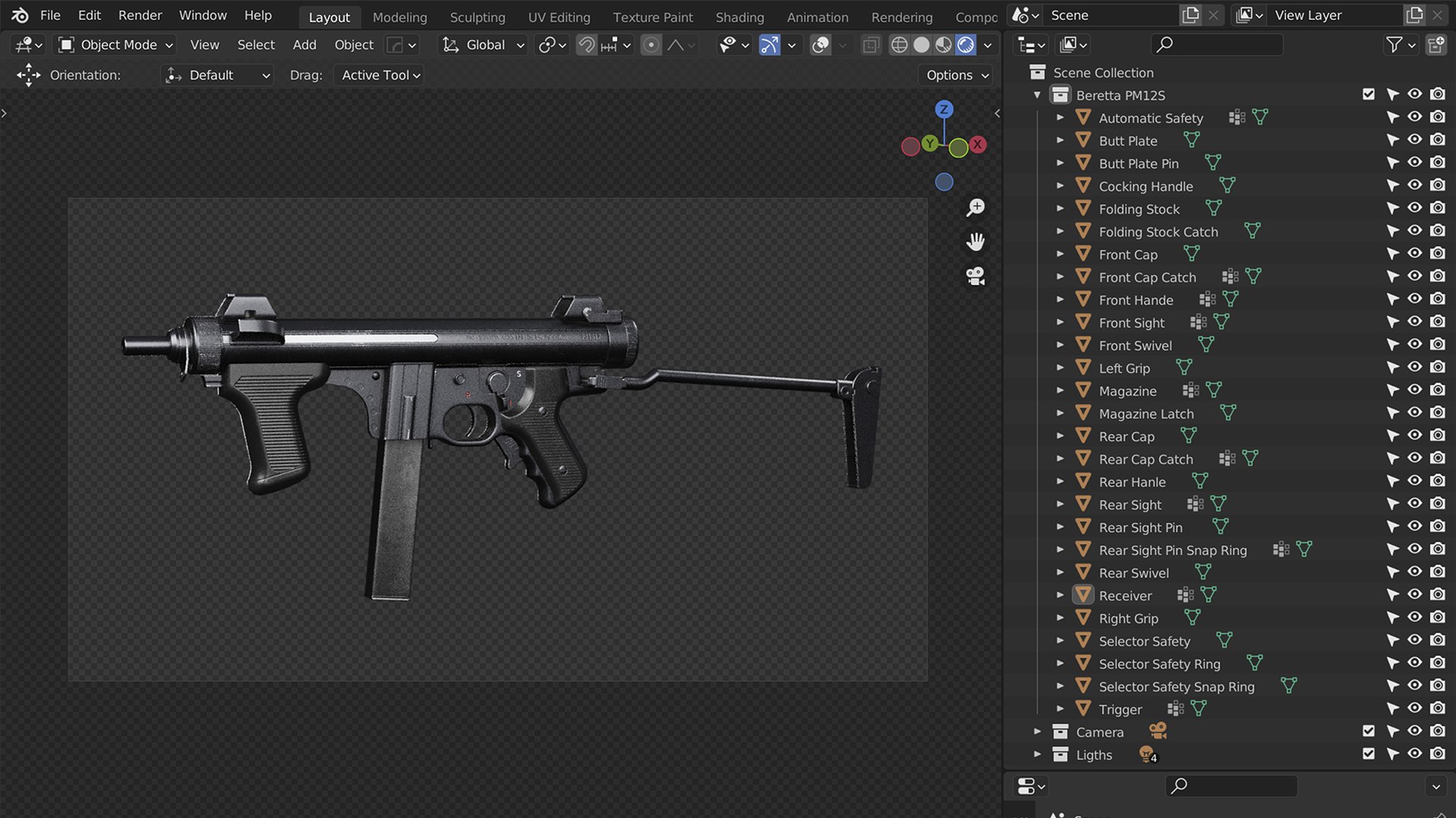 Beretta PM12S 3D Model - TurboSquid 1915438