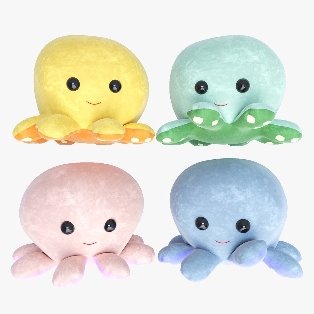Toy Plush Stuffed Octopuses Set Model - TurboSquid 1782942