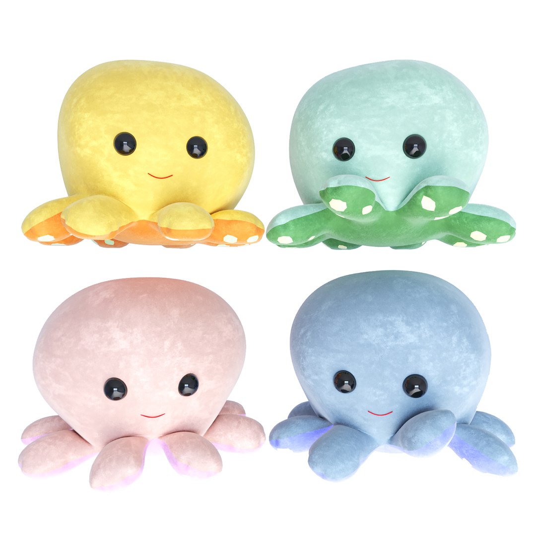 Toy Plush Stuffed Octopuses Set Model - TurboSquid 1782942