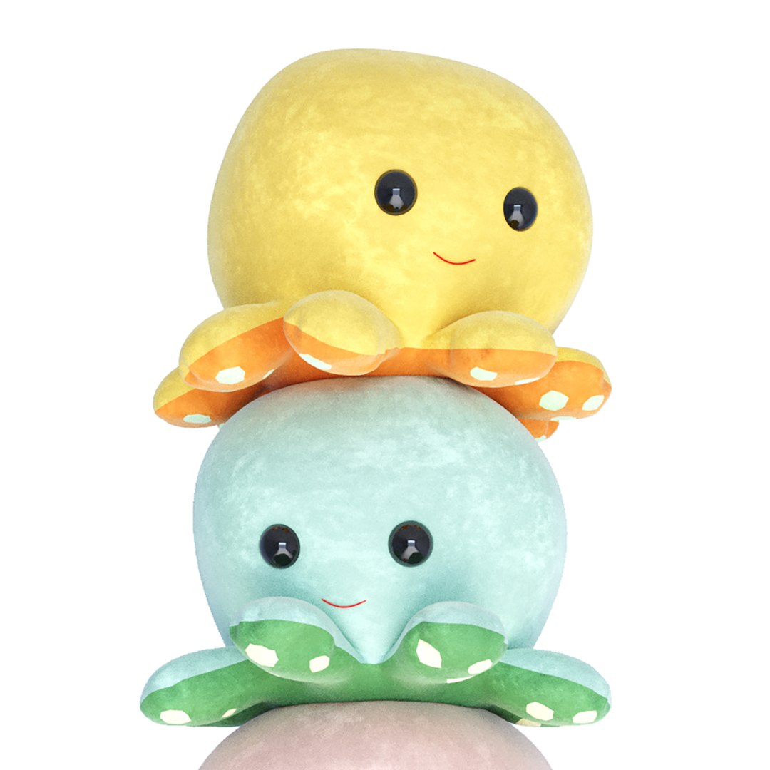 Toy Plush Stuffed Octopuses Set Model - TurboSquid 1782942