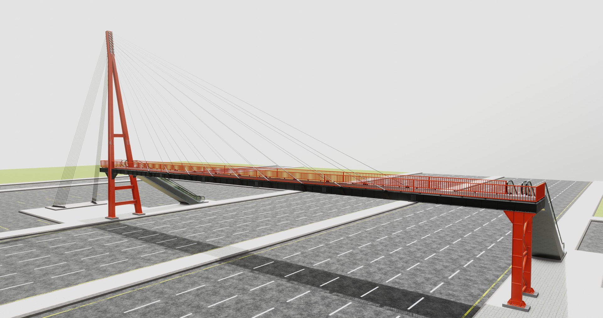 Rope Tension Pedestrian Overpass Escalator 3D Model - TurboSquid 2324194