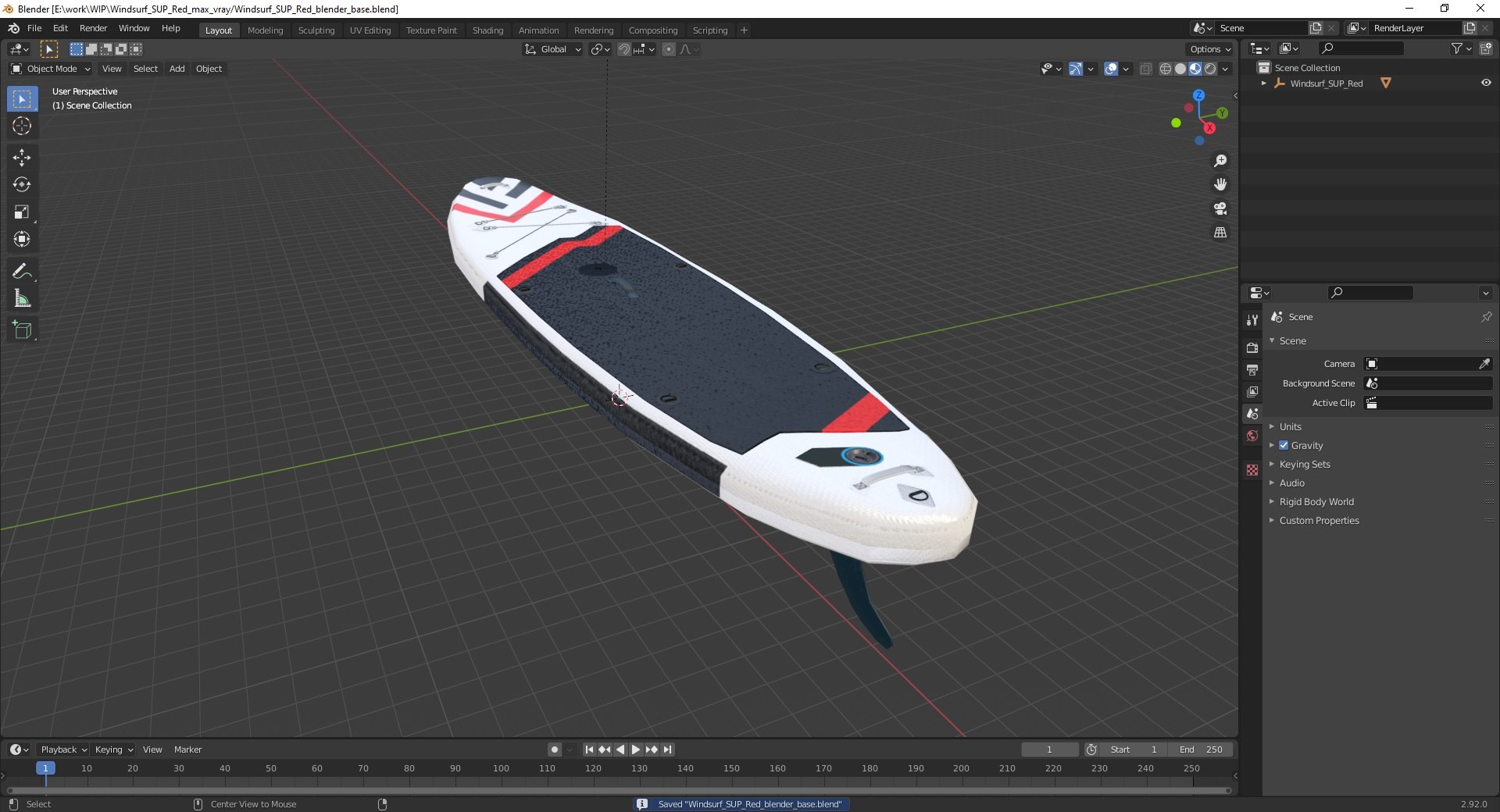 Windsurf SUP Red 3D Model - TurboSquid 2062288