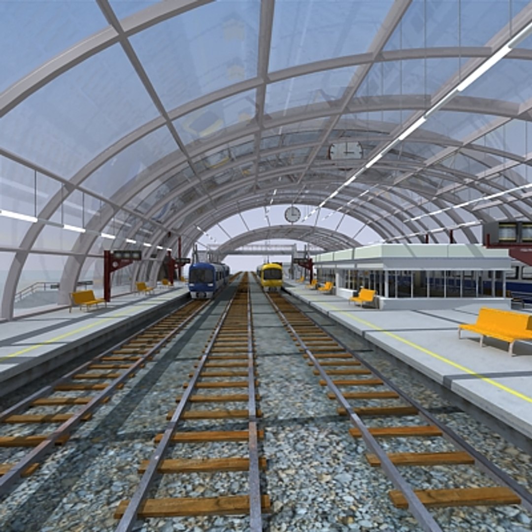 3ds max train station