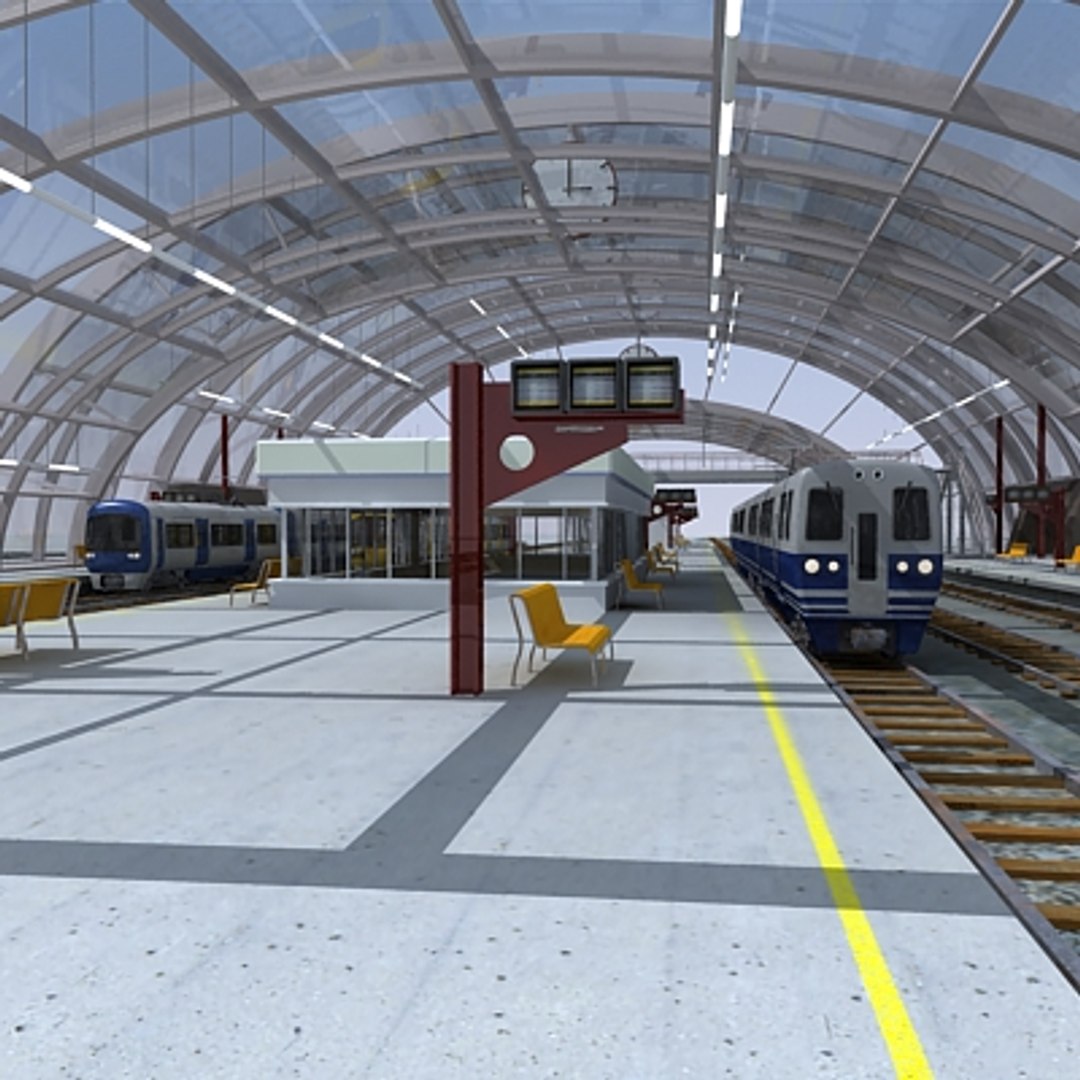 3ds max train station