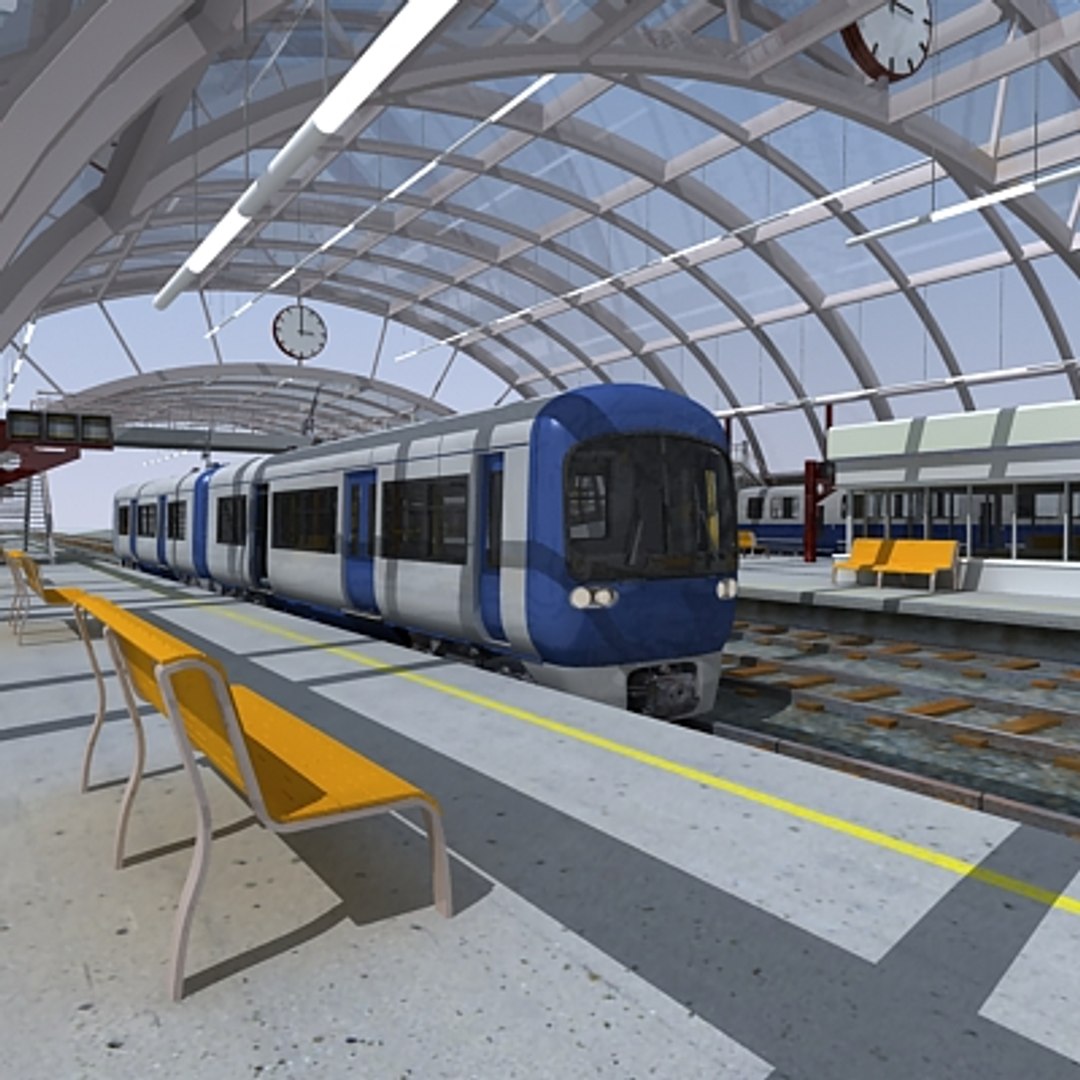 3ds max train station