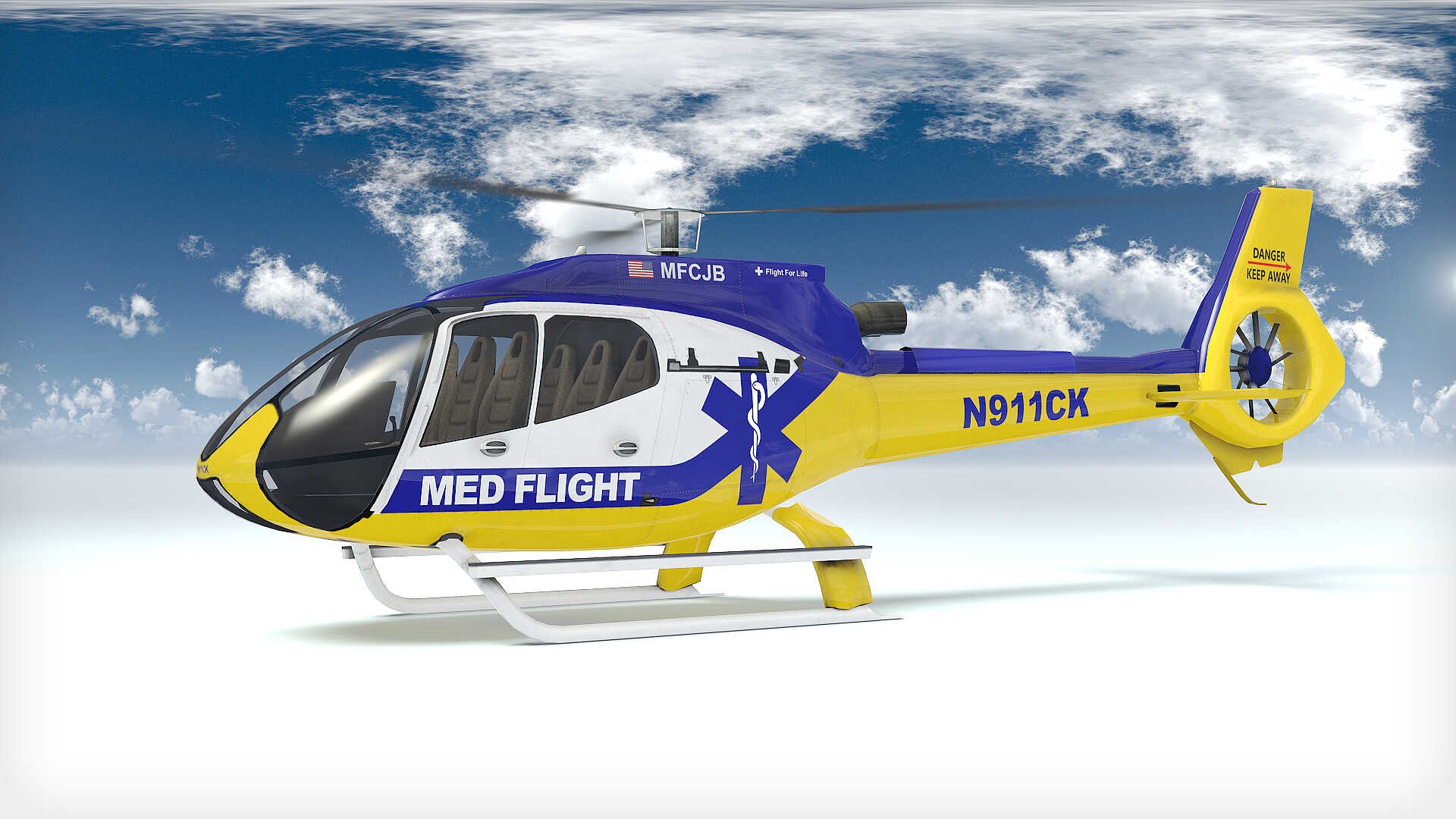 3D модель Helicopter EC130-H130 - game ready - med flight skin 02 ...