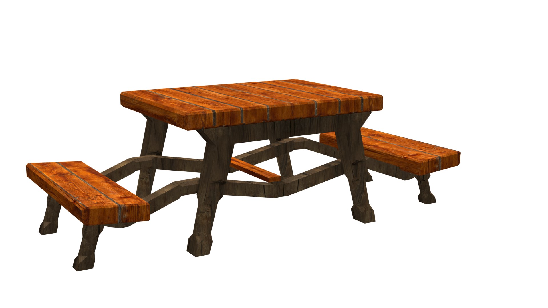 3D Game-Ready Low Poly Wooden Hotel Bench Outdoor - TurboSquid 2398383